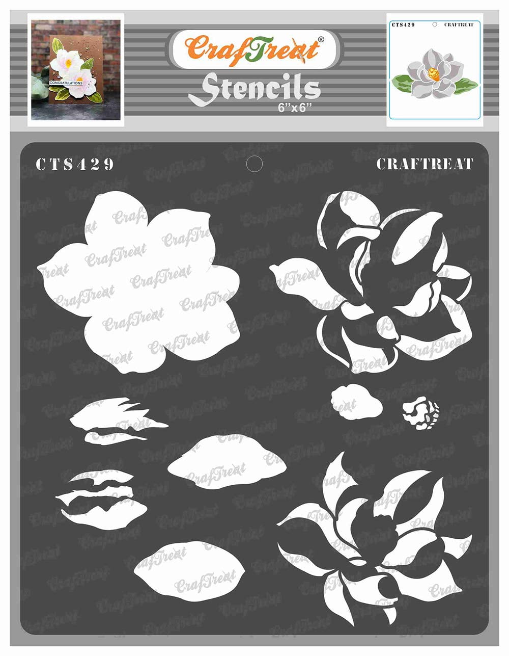 CrafTreat Reusable Magnolia Layered Flower Stencils for Painting Wood ...