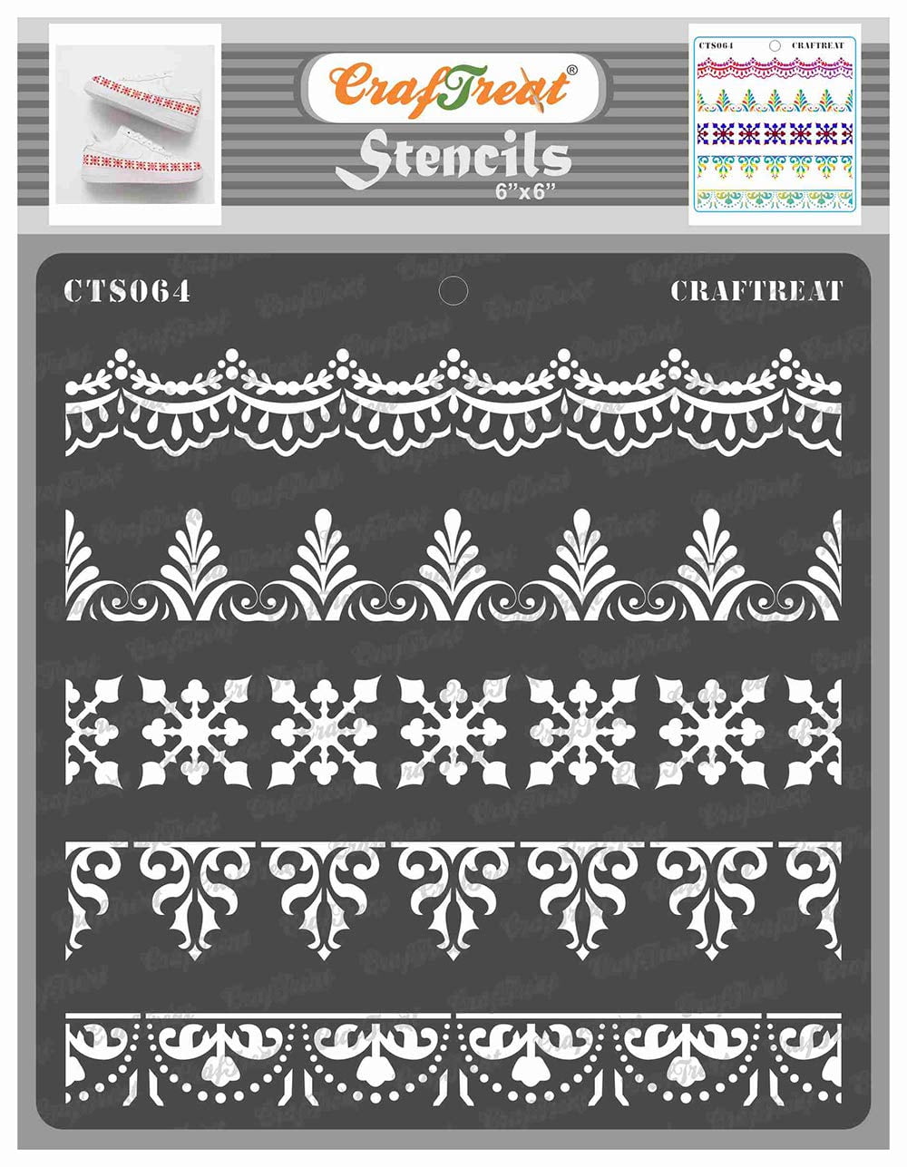 CrafTreat Reusable Ornate Border Stencils for Painting on Wood, Canvas ...