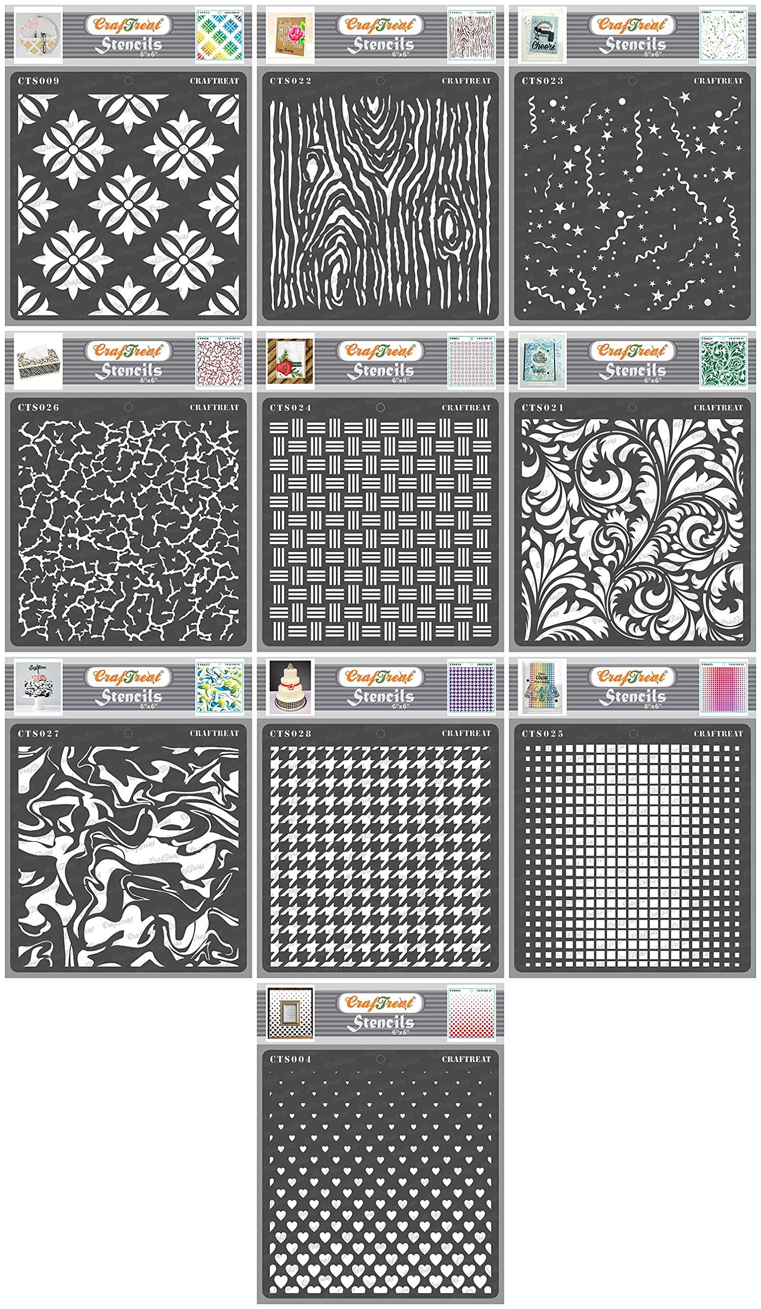CrafTreat Reusable Pattern Background Stencils for Painting on Wall ...