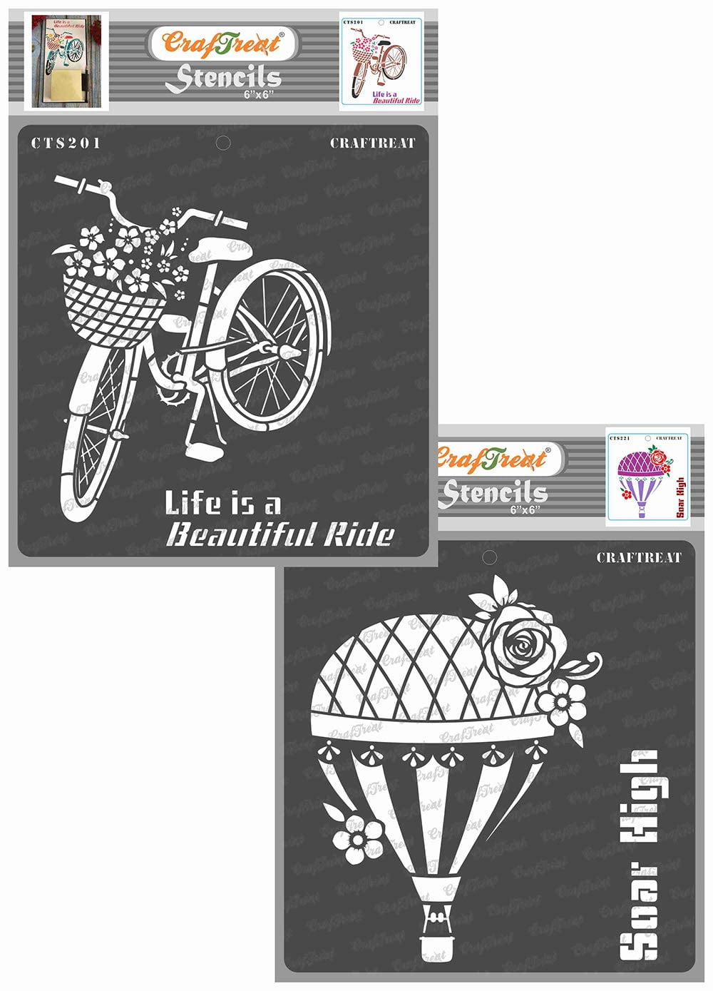 CrafTreat Reusable Stencils for MSF2 Painting on Wood, Canvas, Fabric ...