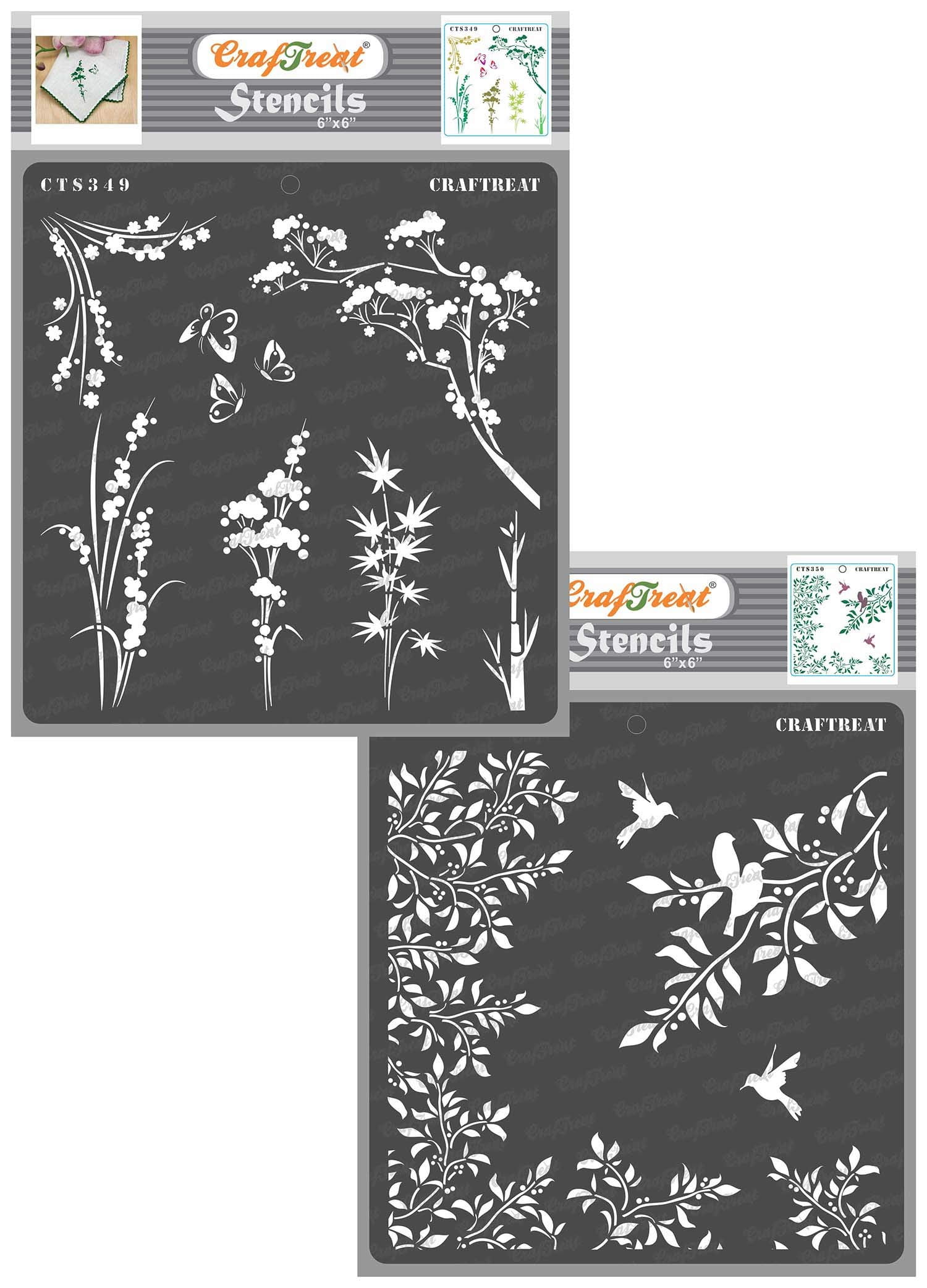 CrafTreat Reusable Wild Flower Stencils for Painting on Canvas, Paper ...