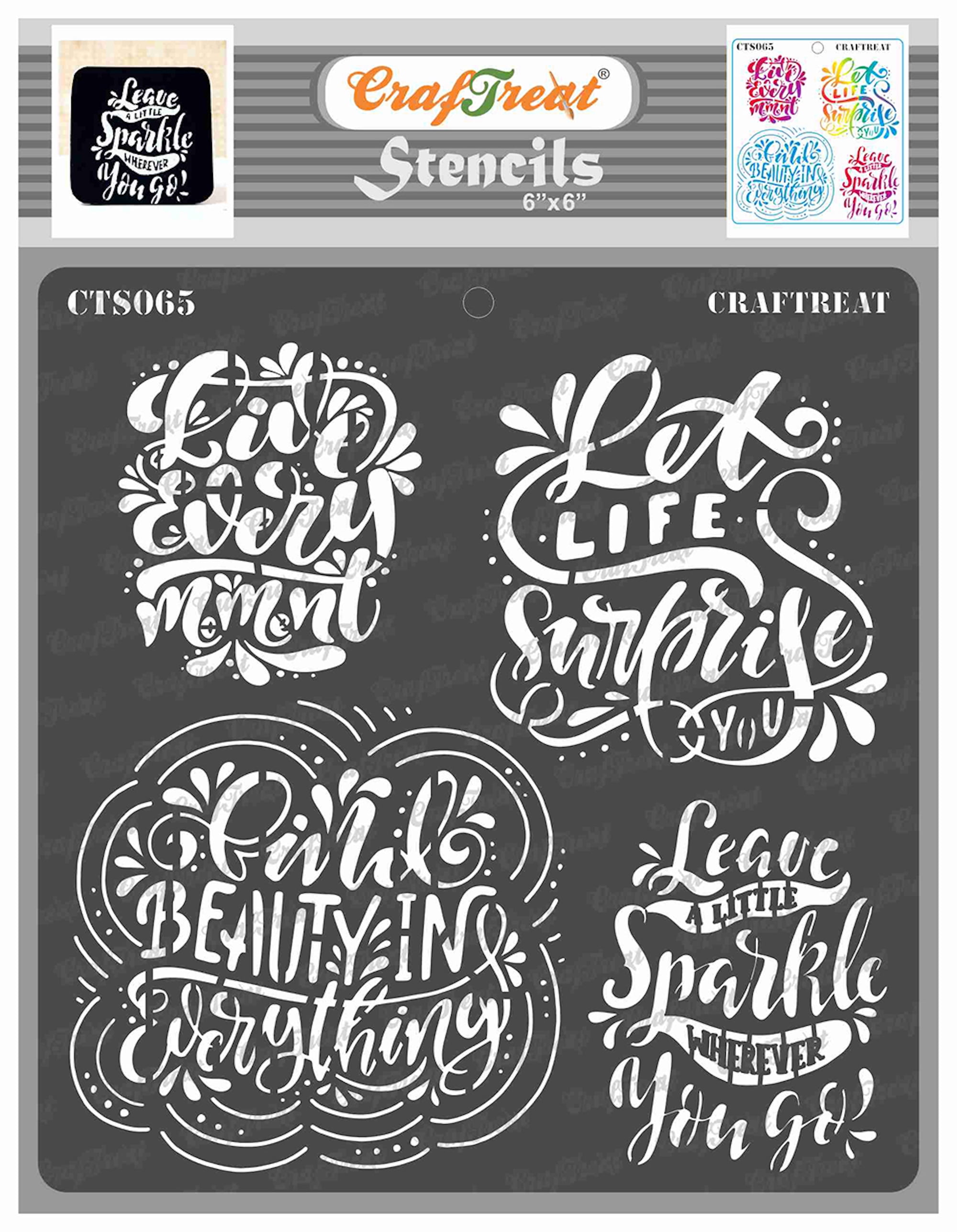 CrafTreat Sentiments Stencil for Painting and Crafting - 6"x6 ...