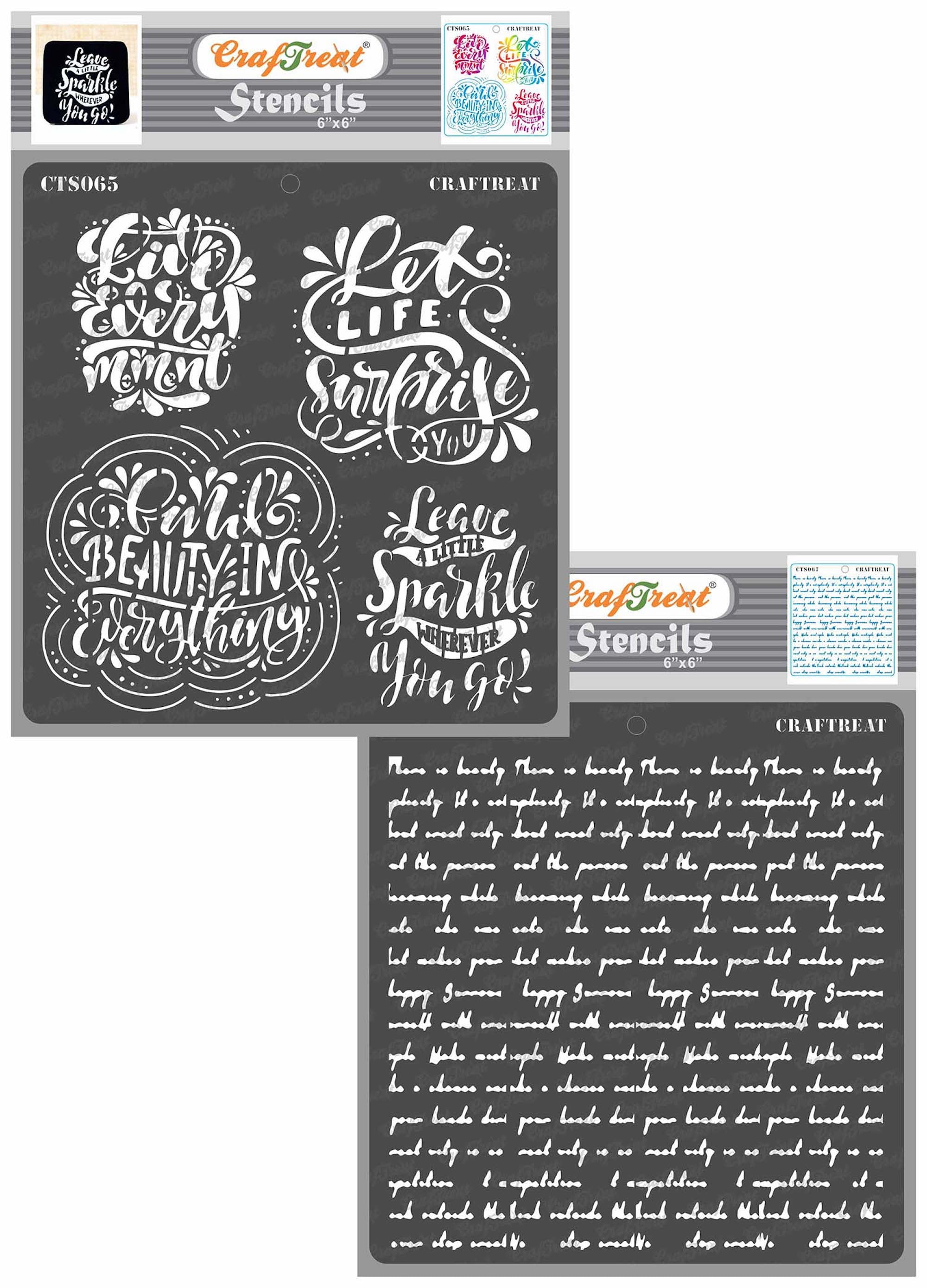 CrafTreat Sentiments and Script Stencil for Painting and Crafting - 2 ...