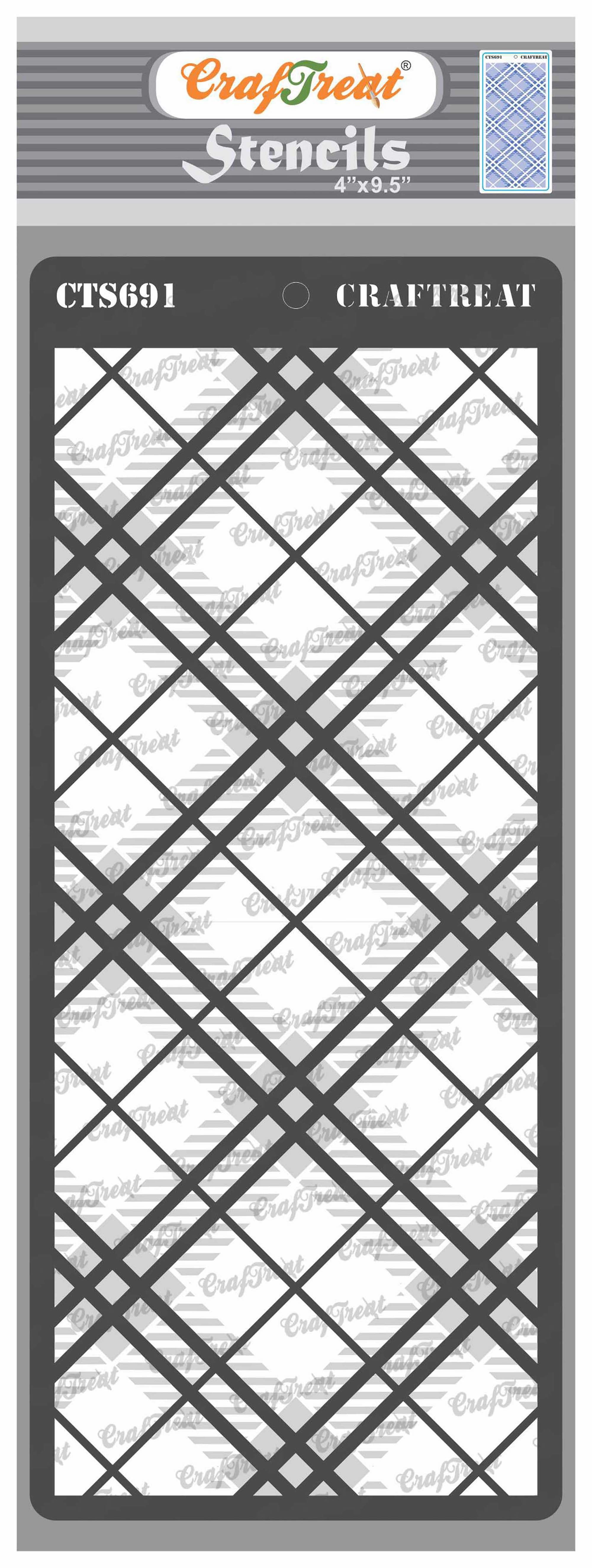 CrafTreat Slim Line 2 step plaid Stencil for Painting and Crafting - 2 ...
