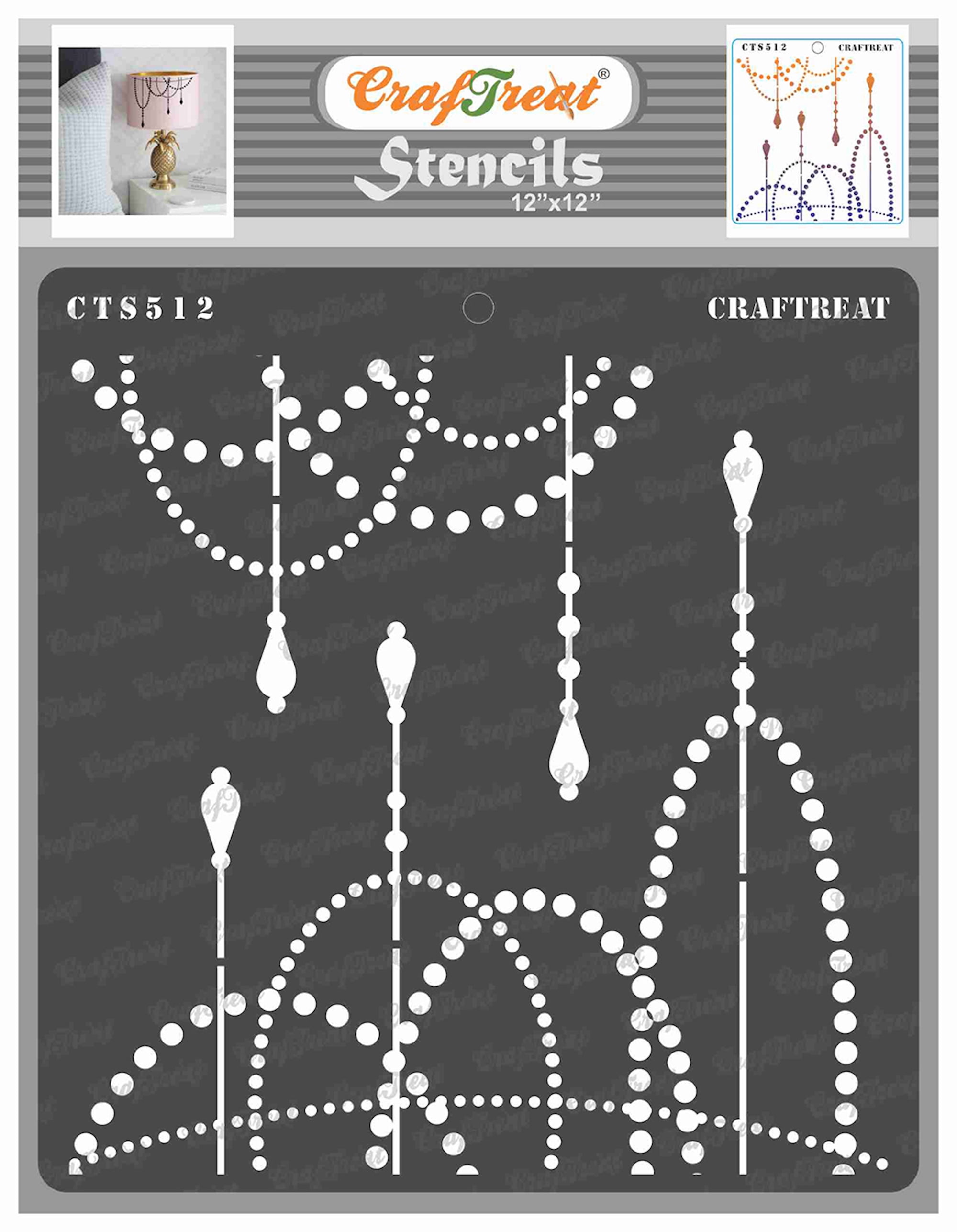 CrafTreat String of lights Stencil for Painting and Crafting - 12"x12 ...