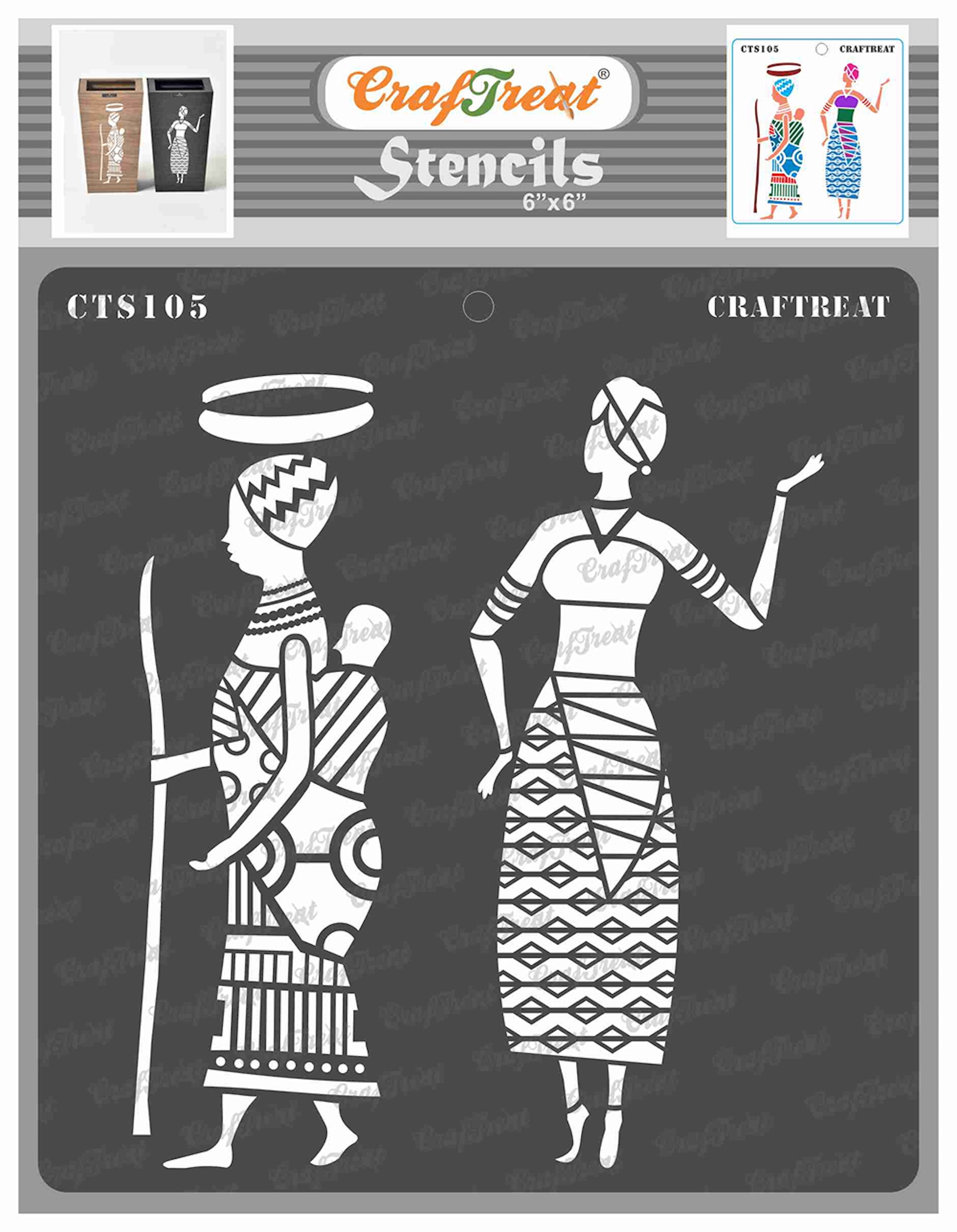 CrafTreat Tribal Errands Stencil for Painting and Crafting - 6"x6 ...