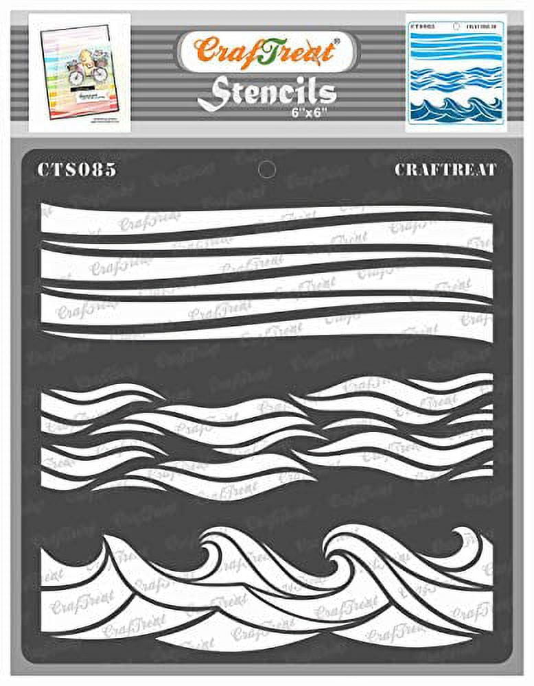 CrafTreat Wave Stencils for Painting on Wood, Canvas, Paper, Fabric ...