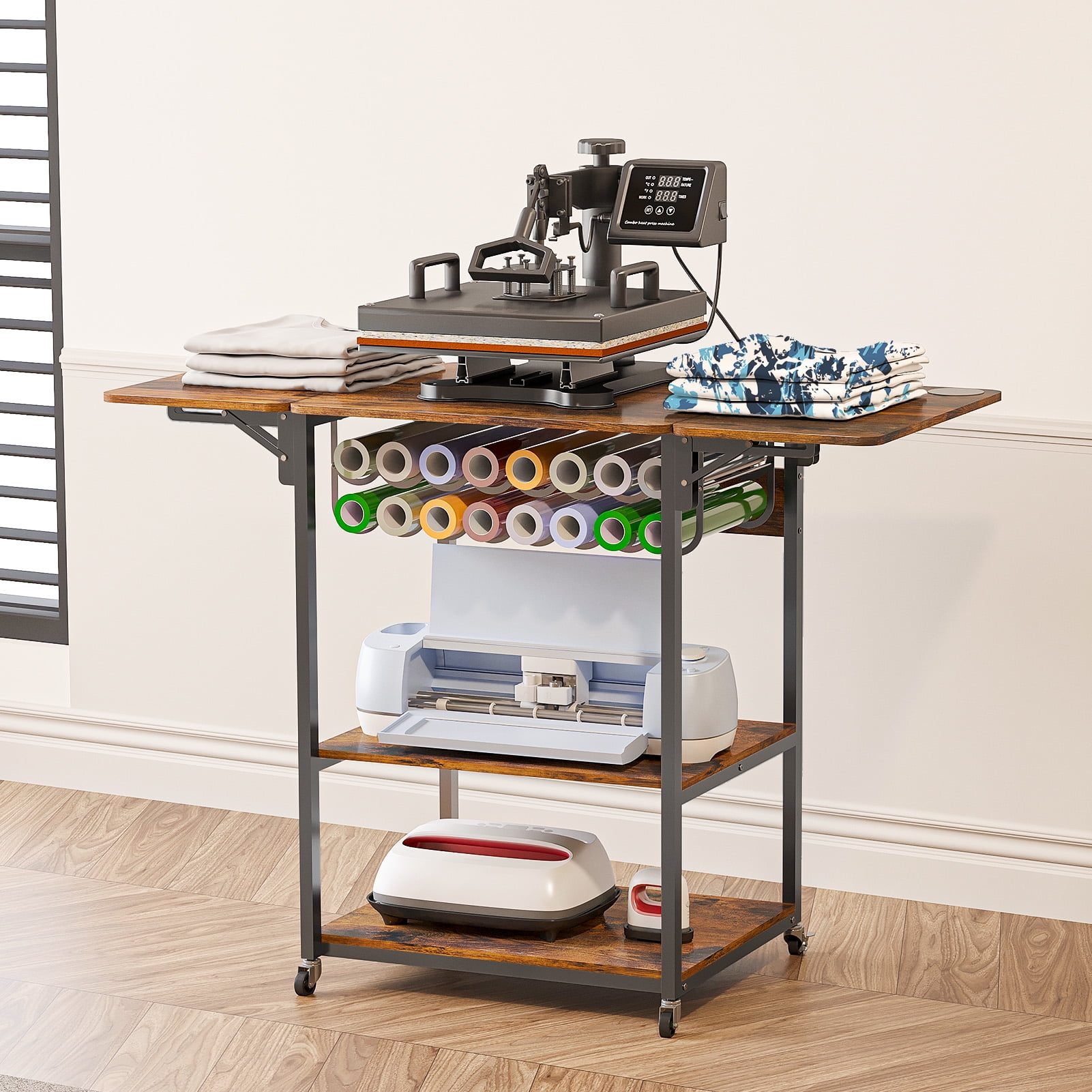 Crafit 3 Tier Movable Heat Press Table, Foldable Heat Transfer Machine ...