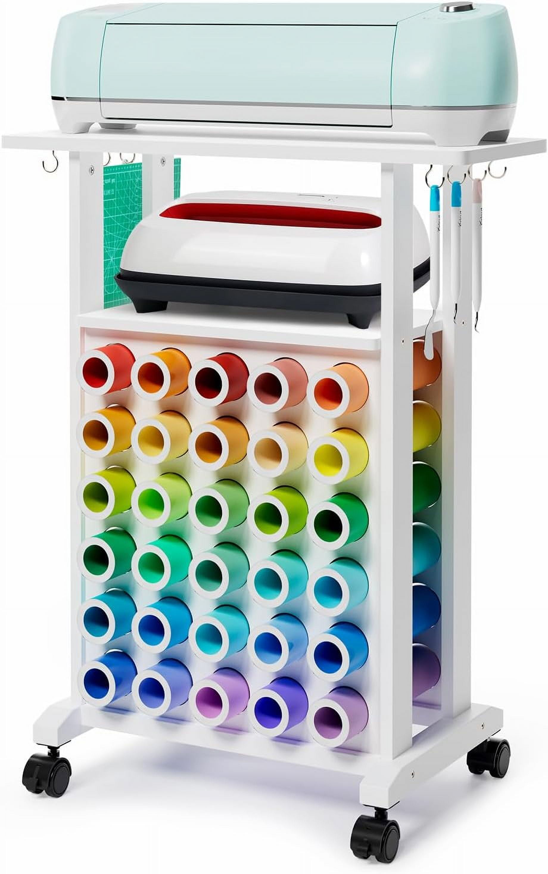 Crafit Portable Craft Table with Storage, Rolling Workstation, 30 Vinyl ...