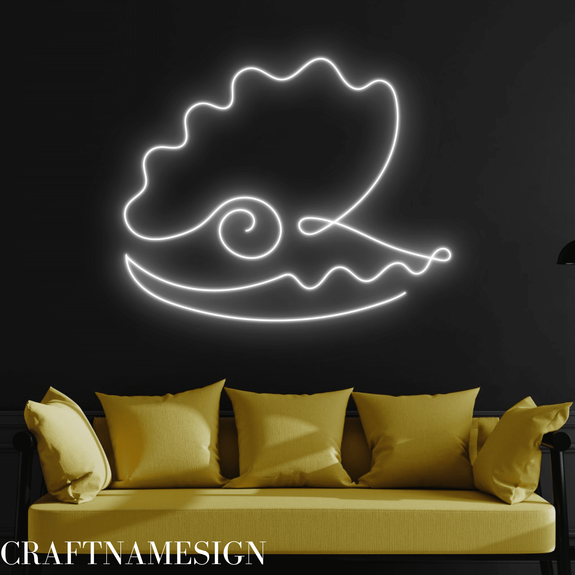 Crafnamesign Pearl Oyster Line Art Neon Sign for Pearl Shop Bedroom ...