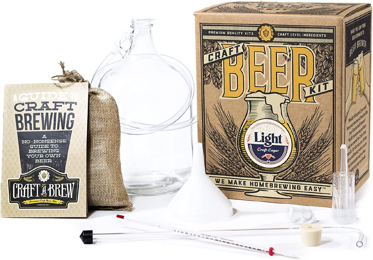 Craft A Brew Light Lager Beer Making Kit, 1 Gallon Home Brewing Set ...