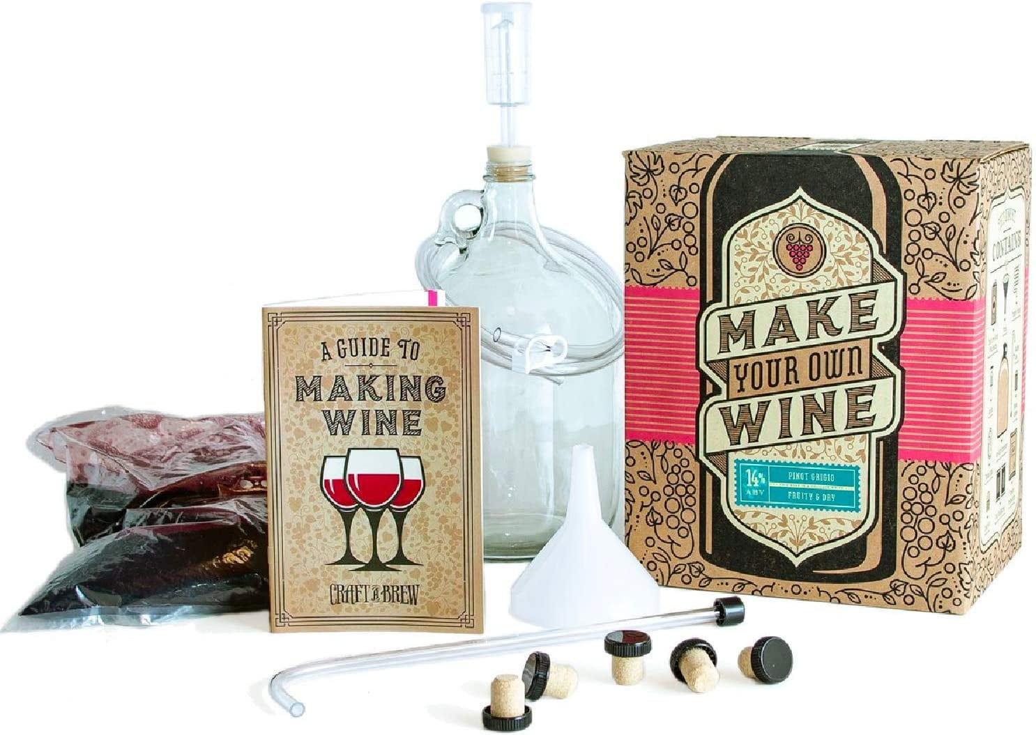 Craft A Brew Pinot Grigio Wine Making Kit, Beginner-Friendly Home DIY ...