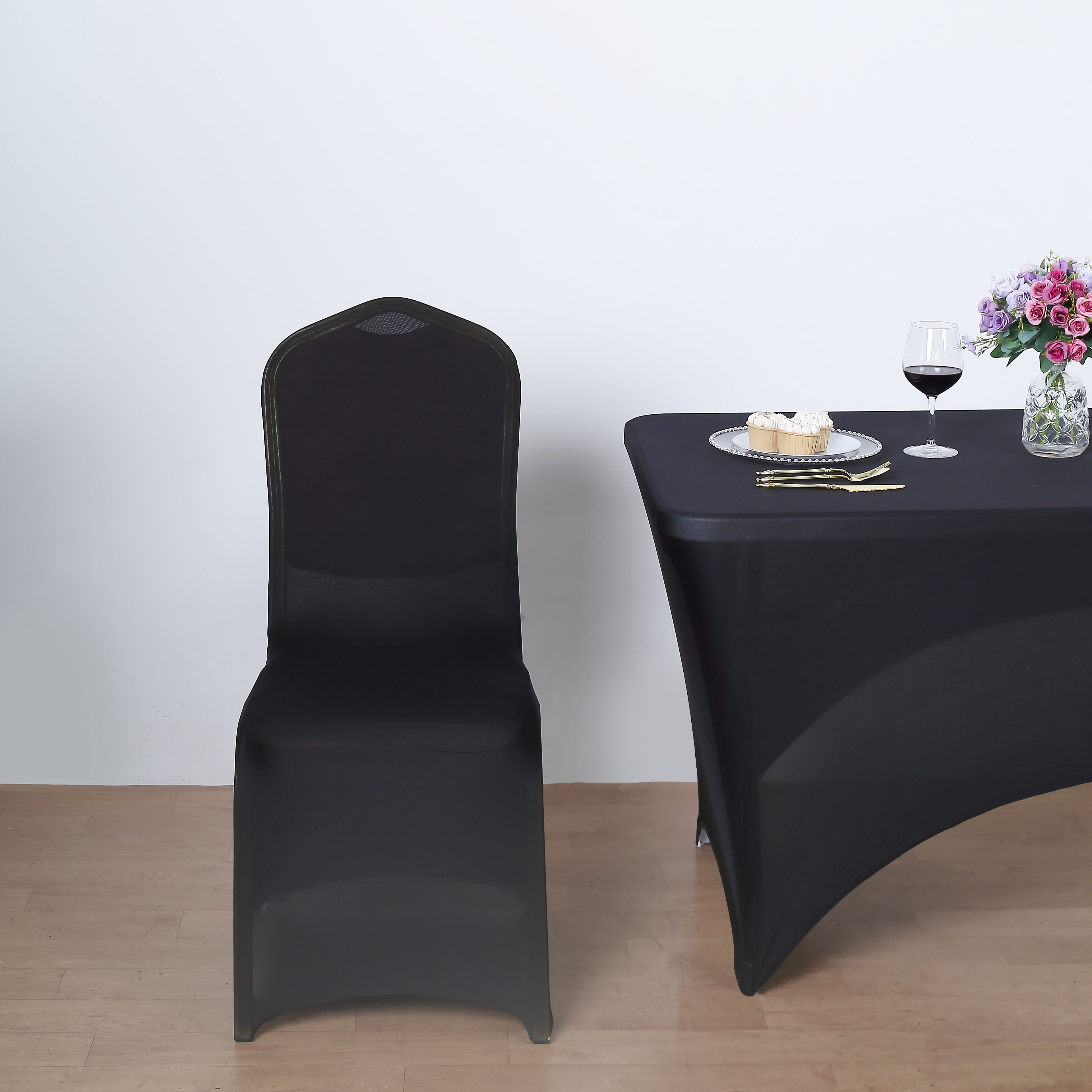 Craft And Party- 10 Pcs Black Spandex Chair Cover for Dinning Wedding ...