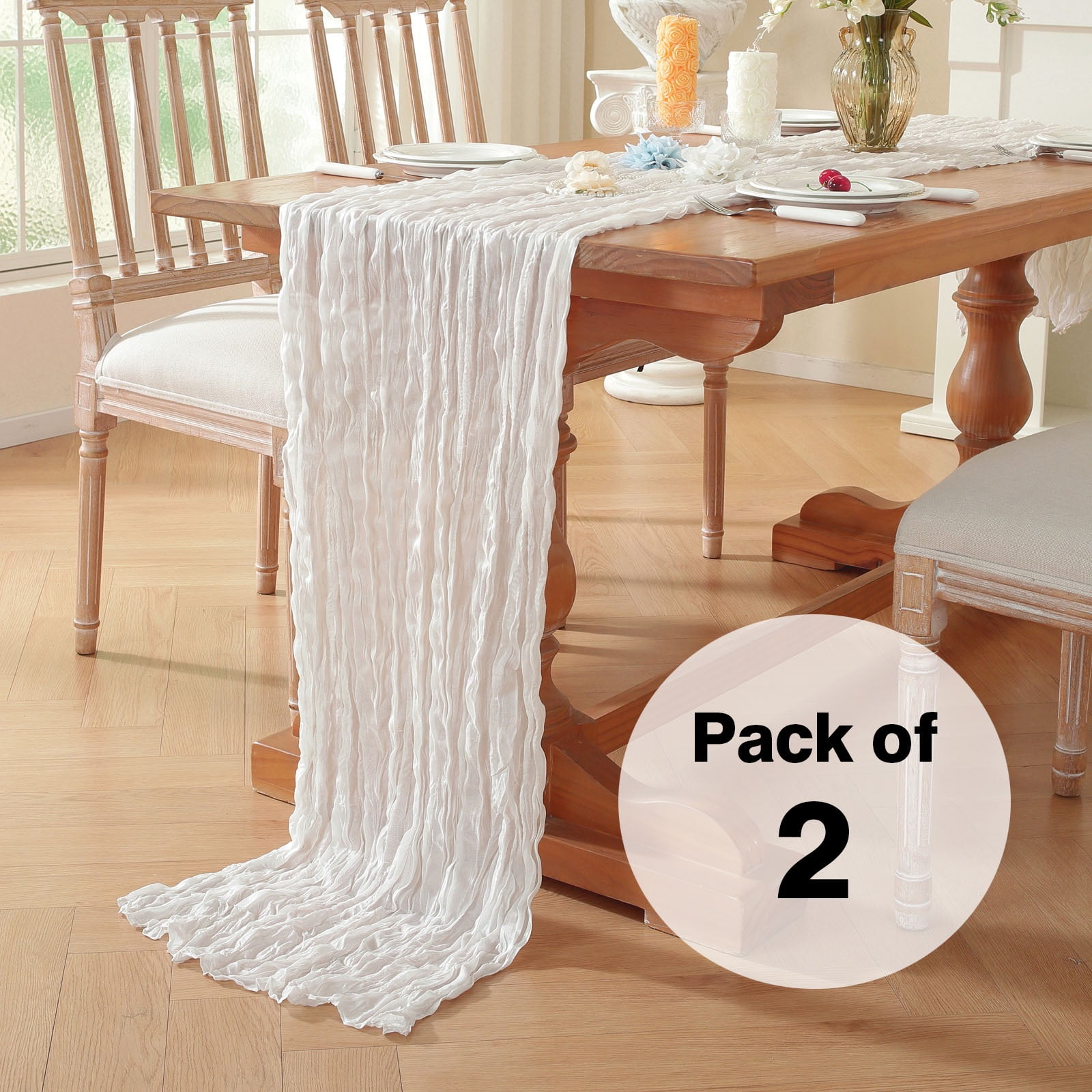 Craft And Party 2 Pack 35"x10ft Ivory Cheesecloth Table Runner Boho ...