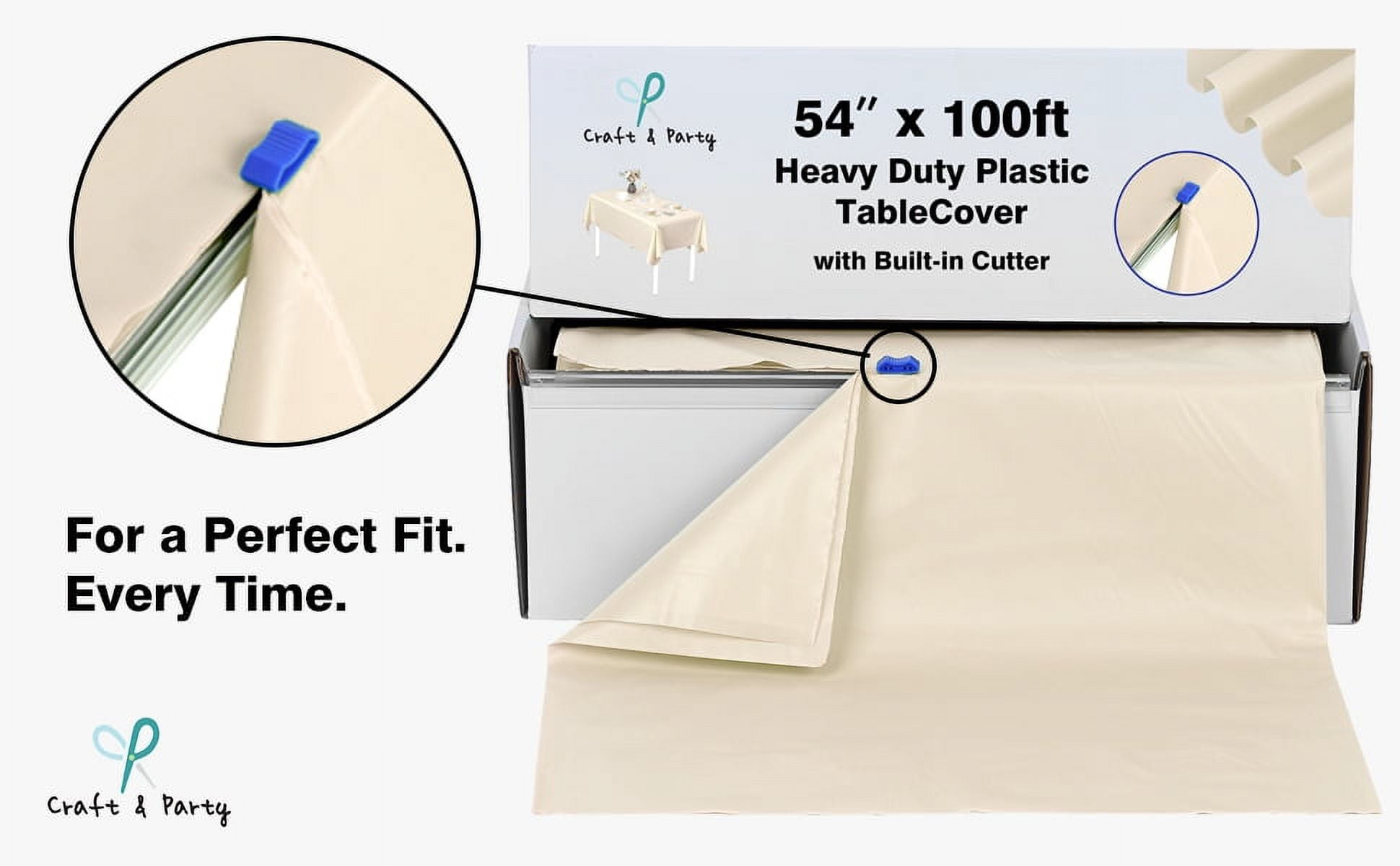 Craft And Party, 54"X 100 Ft. Plastic Table Cover Roll for Party ...