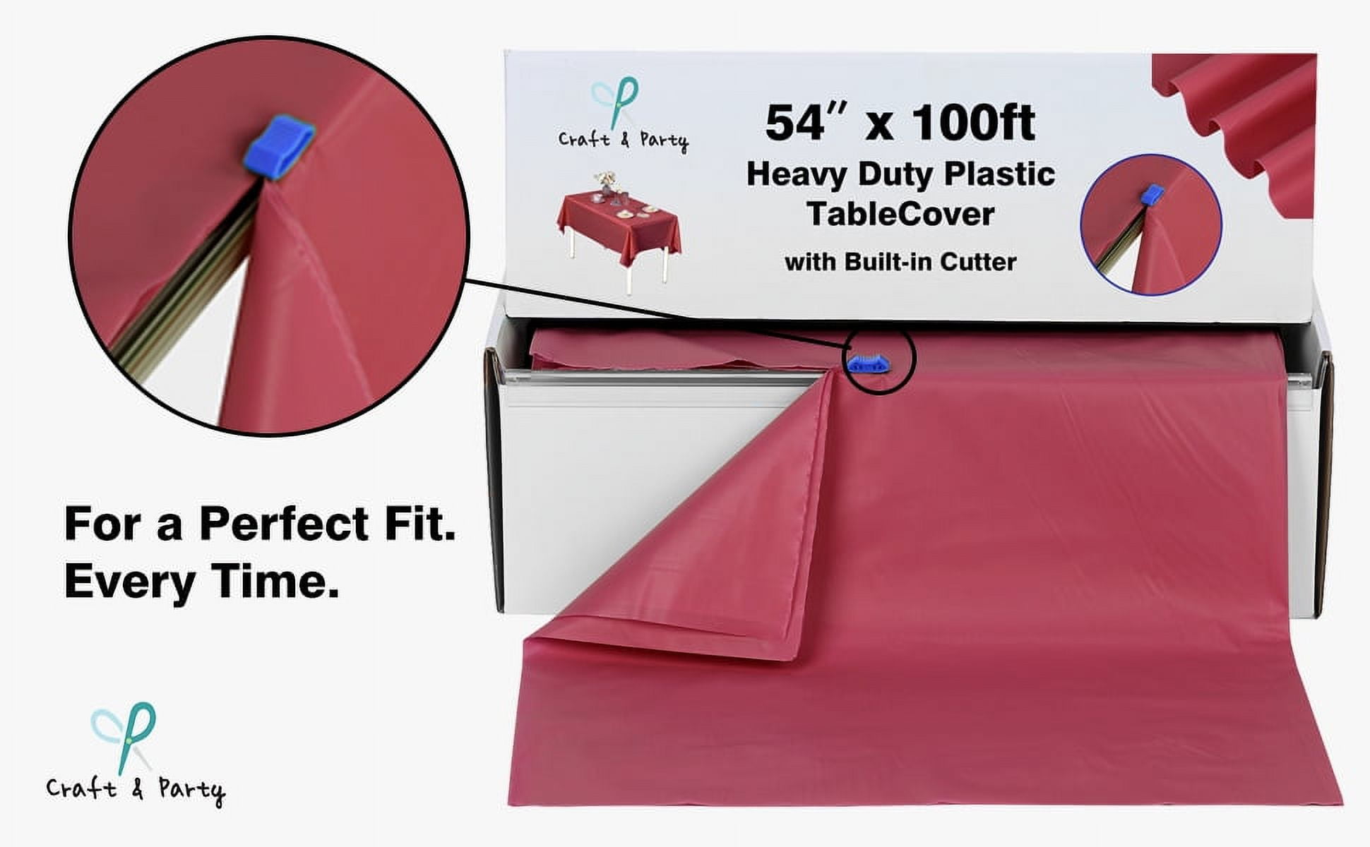 Craft And Party, 54"X 100 Ft. Plastic Table Cover Roll for Party ...