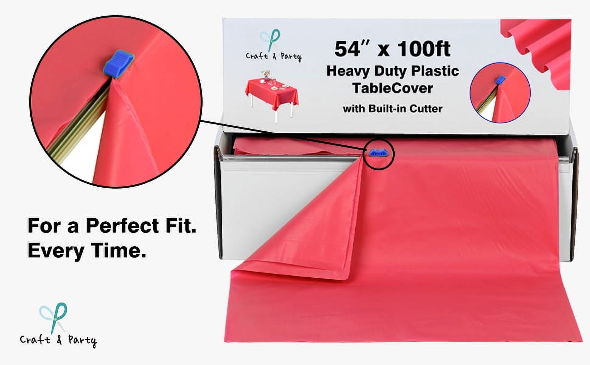 Craft And Party, 54"X 100 Ft. Plastic Table Cover Roll for Party ...