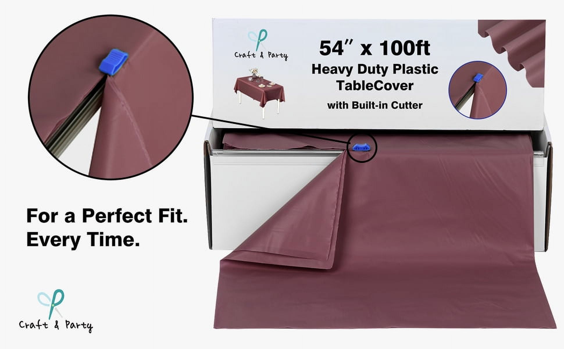 Craft And Party, 54"X 100 Ft. Plastic Table Cover Roll for Party ...