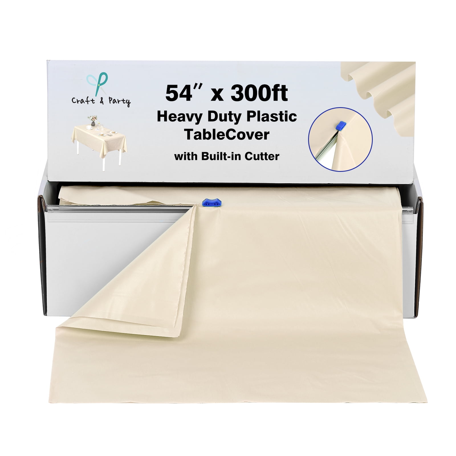 Craft And Party, 54"X 300 Ft. Plastic Table Cover Roll, Reusable for ...