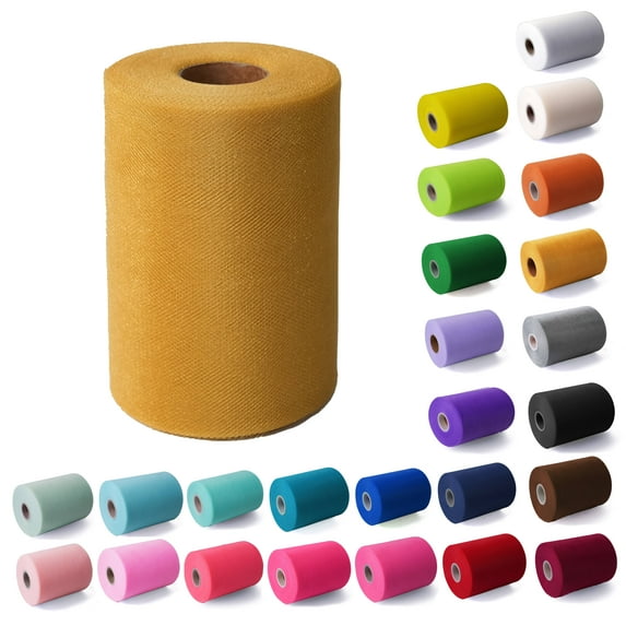 Craft And Party, Gold Tulle Fabric Roll 6" by 100 Yards (300 ft) Gold ...
