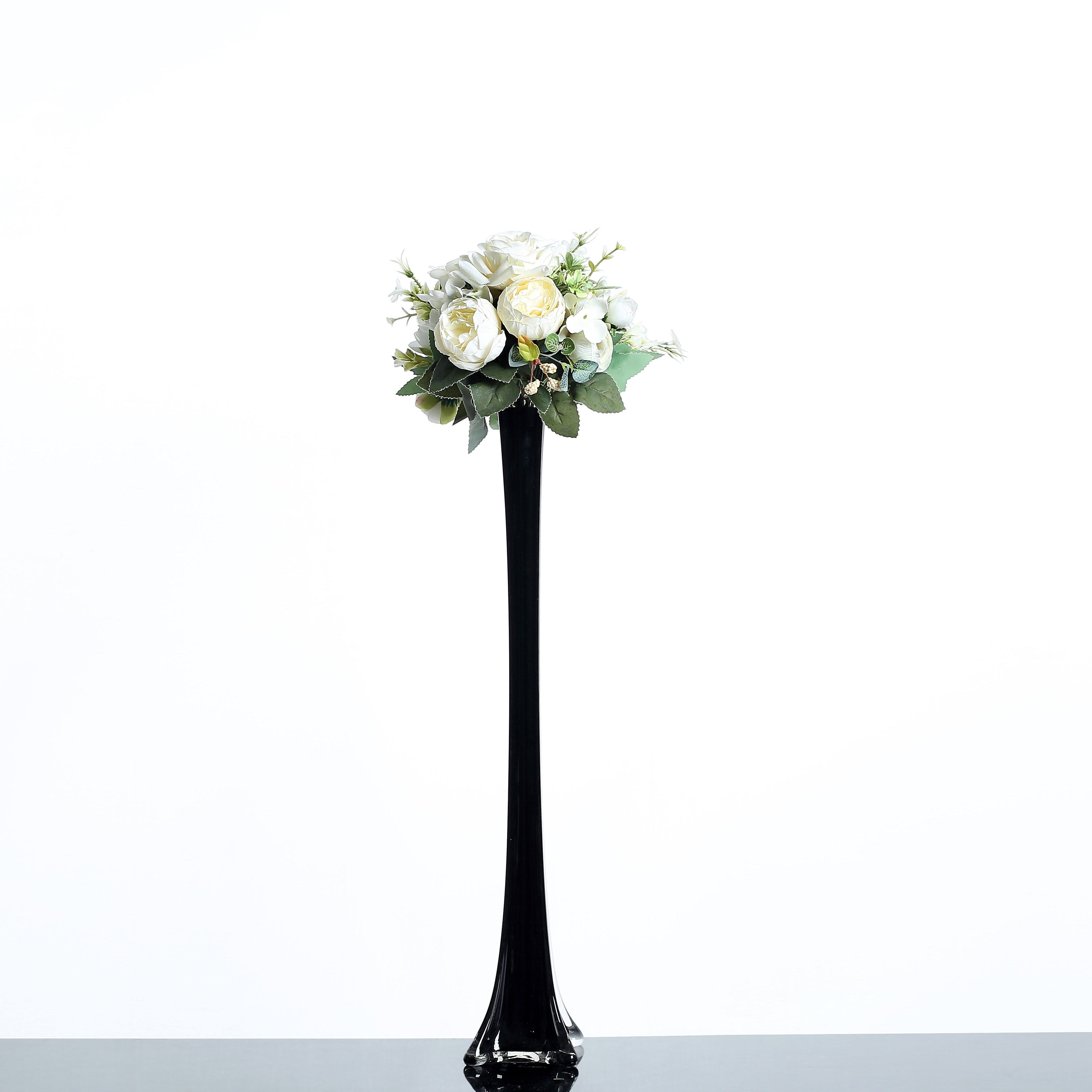 20" Jet Black and Transparent Glass Flower Vase - Walmart.com