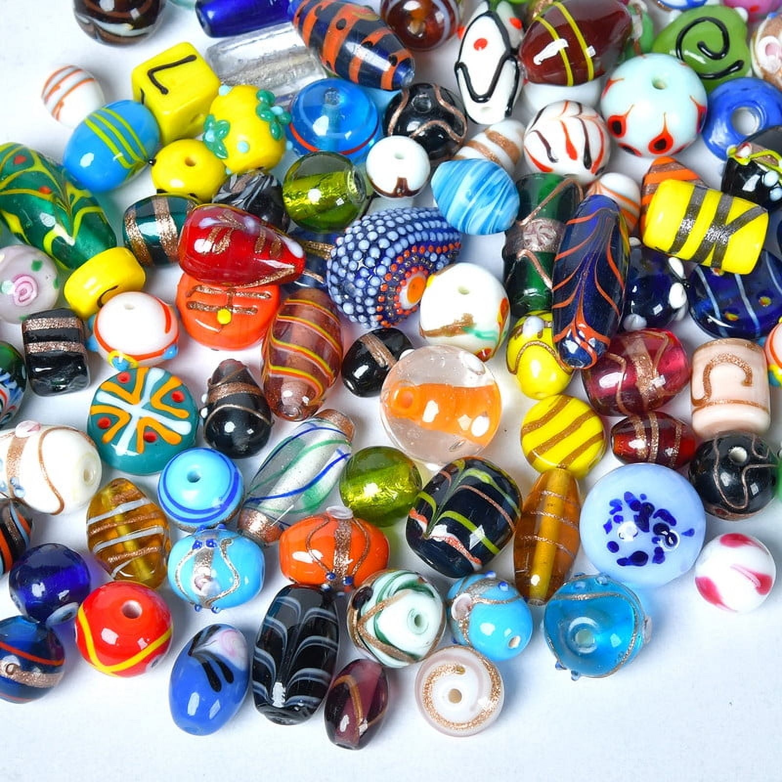 1 LB Assorted Glass Beads Set, Lampwork Murano Mix, Jewelry Making Kit ...