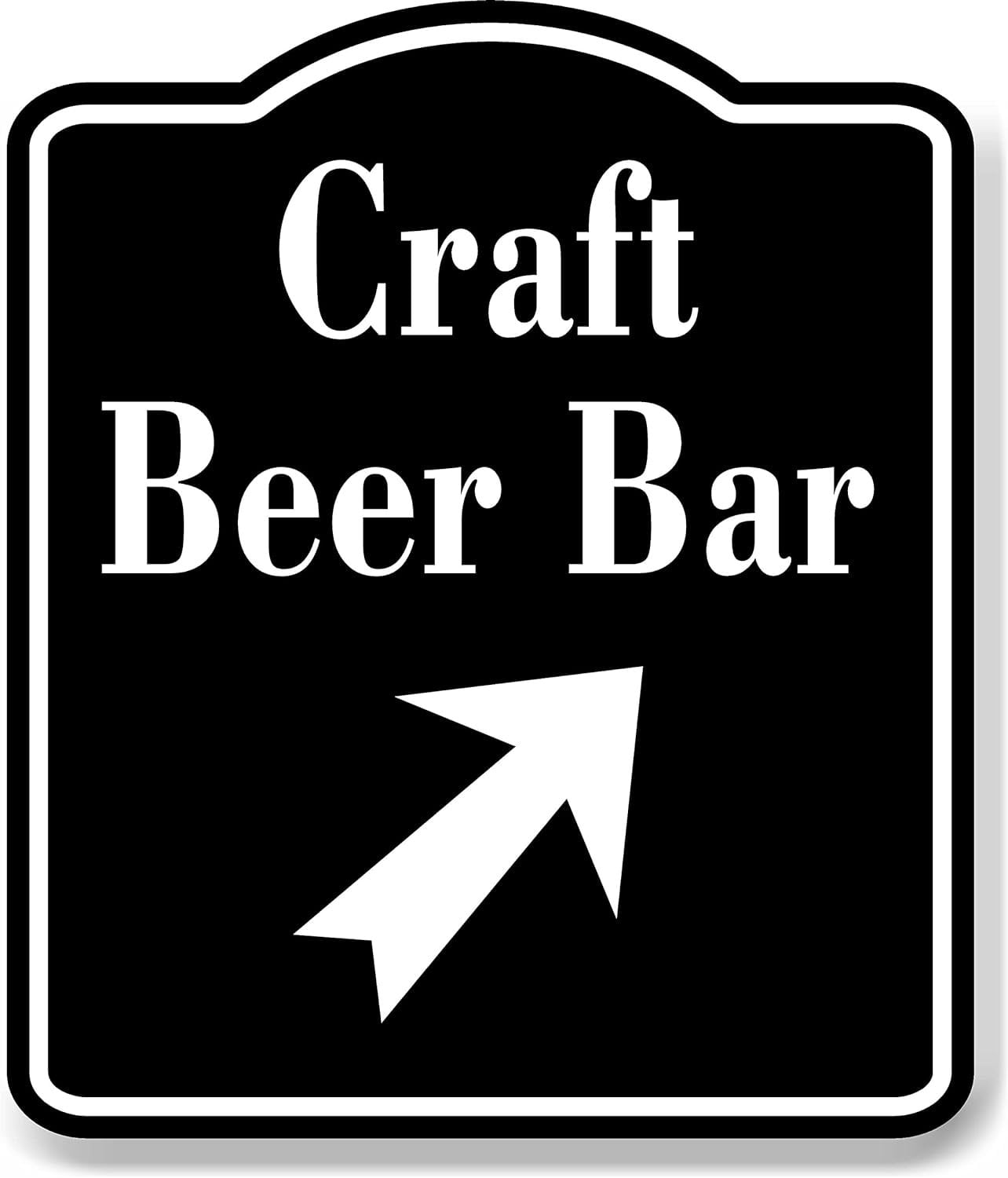 Craft Beer Bar 45 Degree Up Right Arrow BLACK Aluminum Composite Sign ...