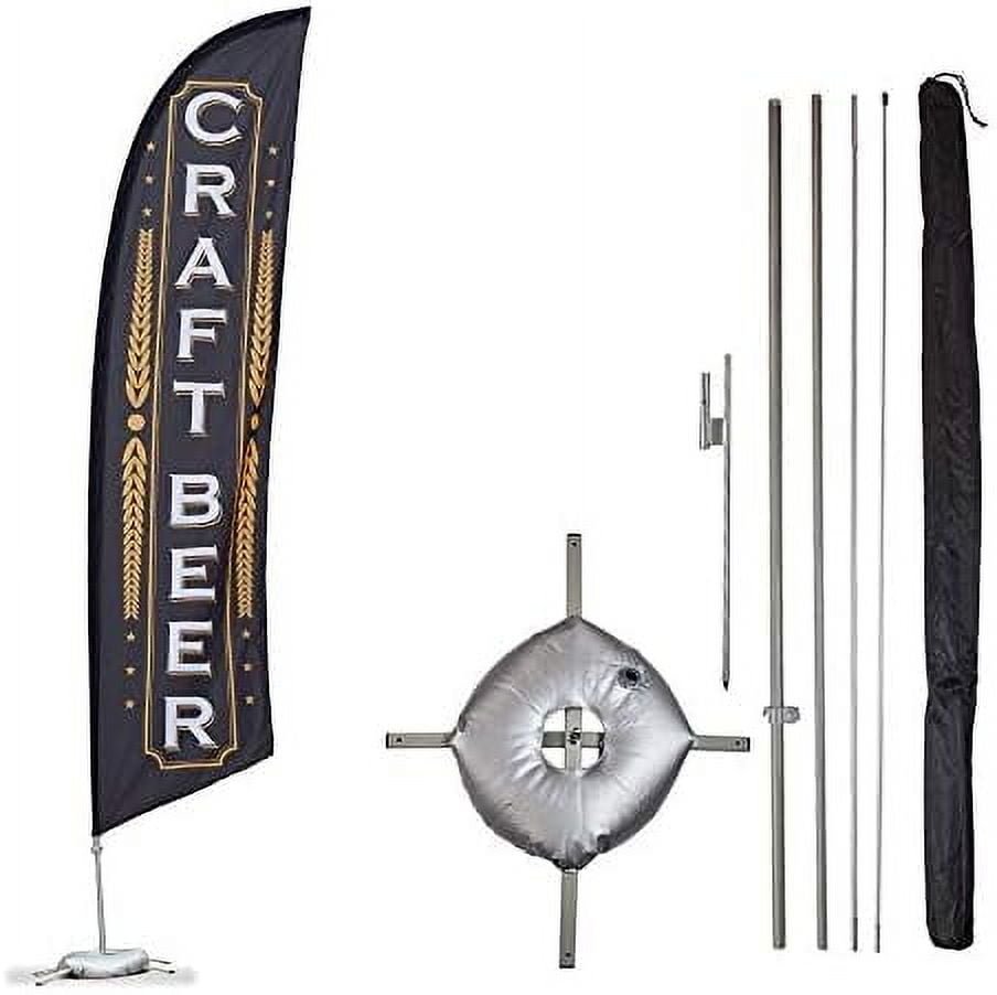 Craft Beer Feather Flag Kit - 13.5ft Flag Complete Pole Set, Ground Stake, Cross Base and Weight ...