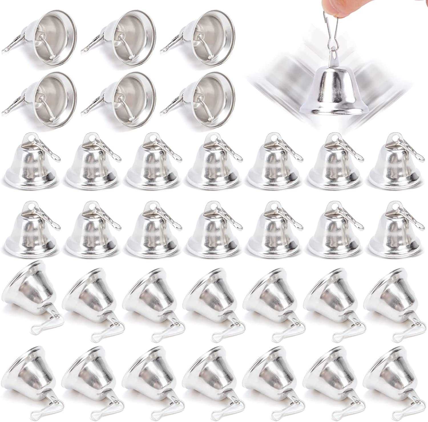 Craft Bells, 34PCS Silver Jingle Bells (1.7 X1.5 Inch) Small Brass ...