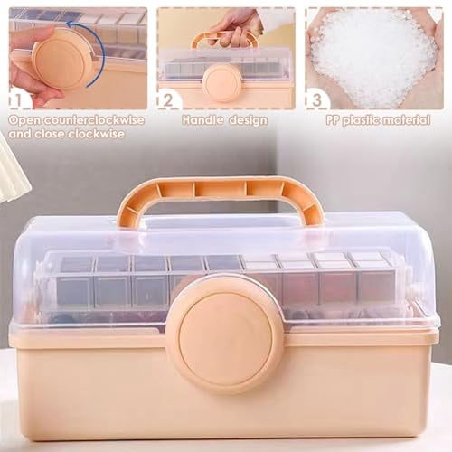 Craft Box Organizer 3 Layers, Plastic Craft Storage Box, Portable Tool ...