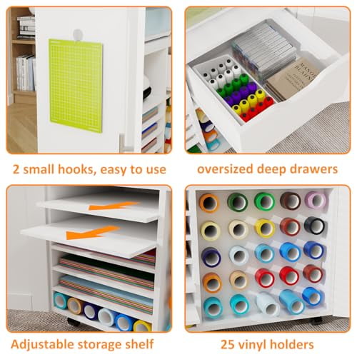 Craft Cart Cabinet Compatible with Cricut for Storage Organization ...