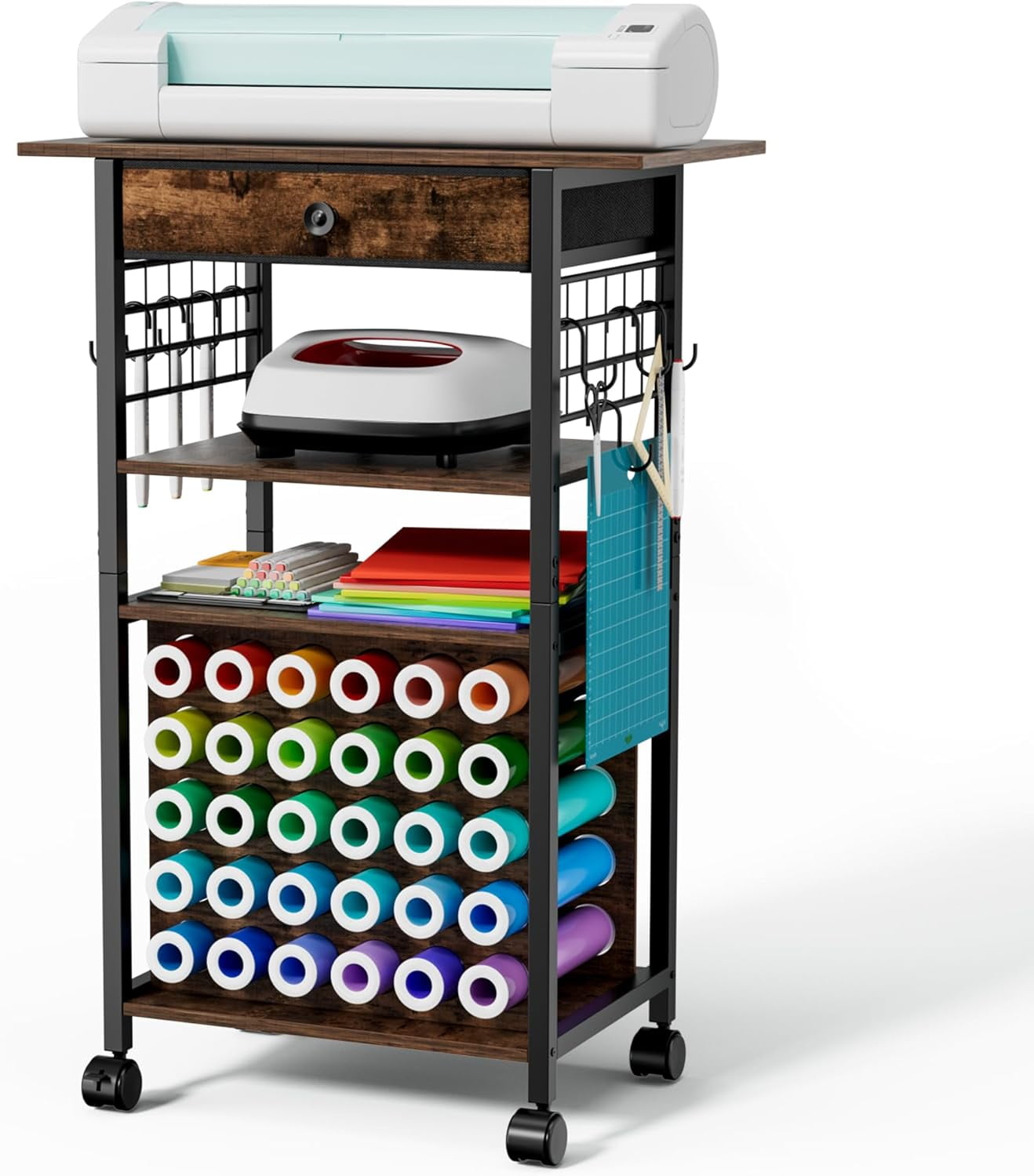 Craft Cart and Organizer Table Compatible with Cricut - Rolling Storage ...