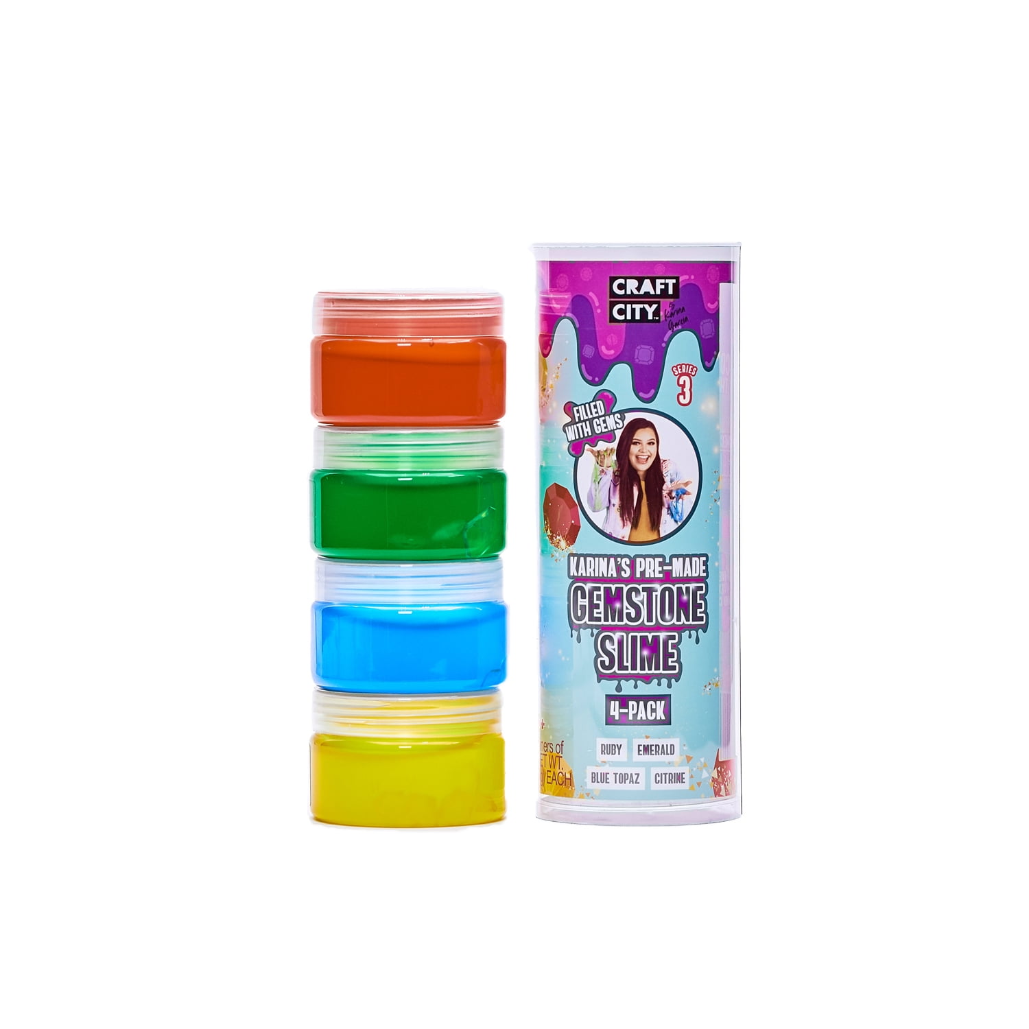 Craft City Gemstone Slime 4 Pack 3oz Each with Scents and Textures ...