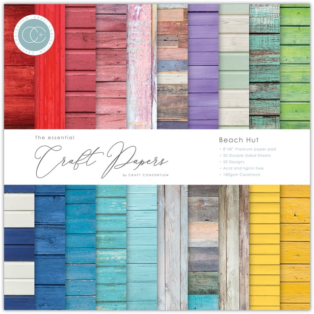 Craft Consortium Double-Sided Paper Pad 8"X8" 30/Pkg-Beach Hut, 20 ...