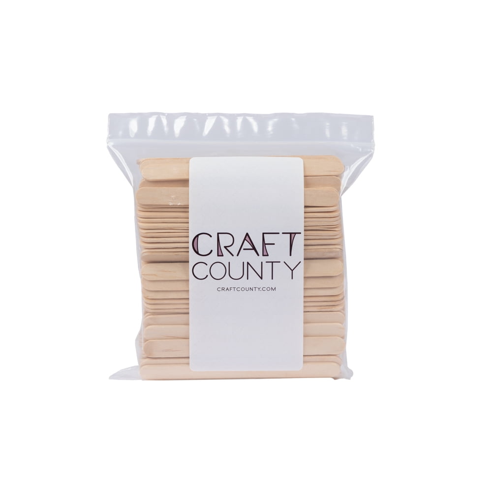 Craft County 200 Piece Flat Natural Wood Craft Sticks, Popsicle Sticks ...