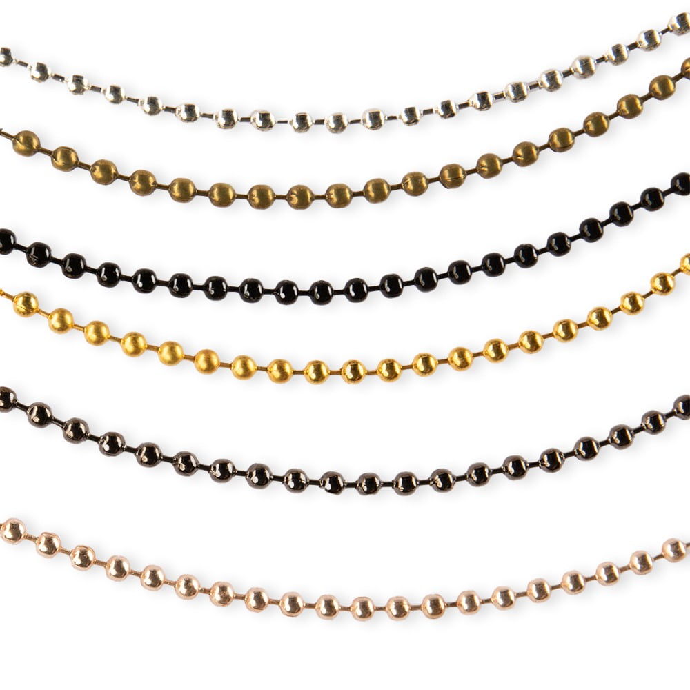 Craft County 24-inch Metal Beaded Chain – 2 mm Diameter in Your Choice ...