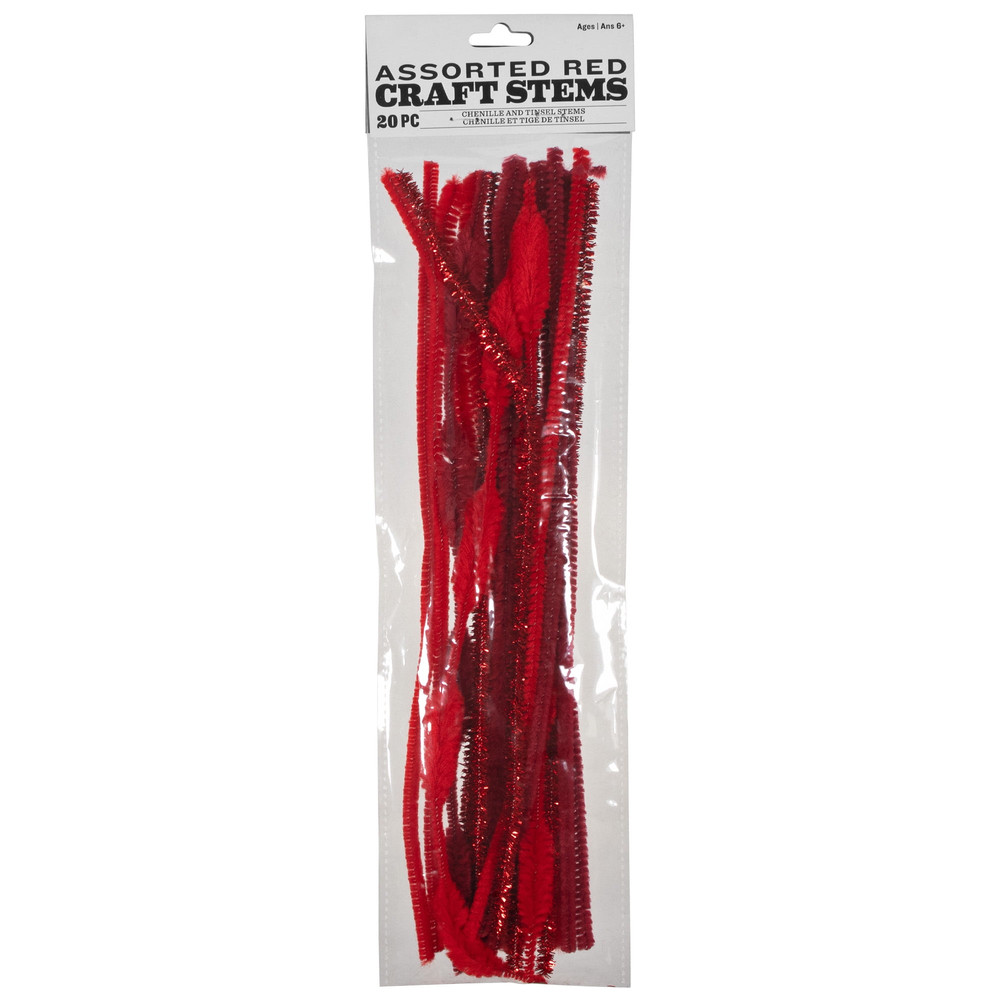 Craft County - Back 2 School - 20 Piece RED Pipe Cleaner DIY Décor ...