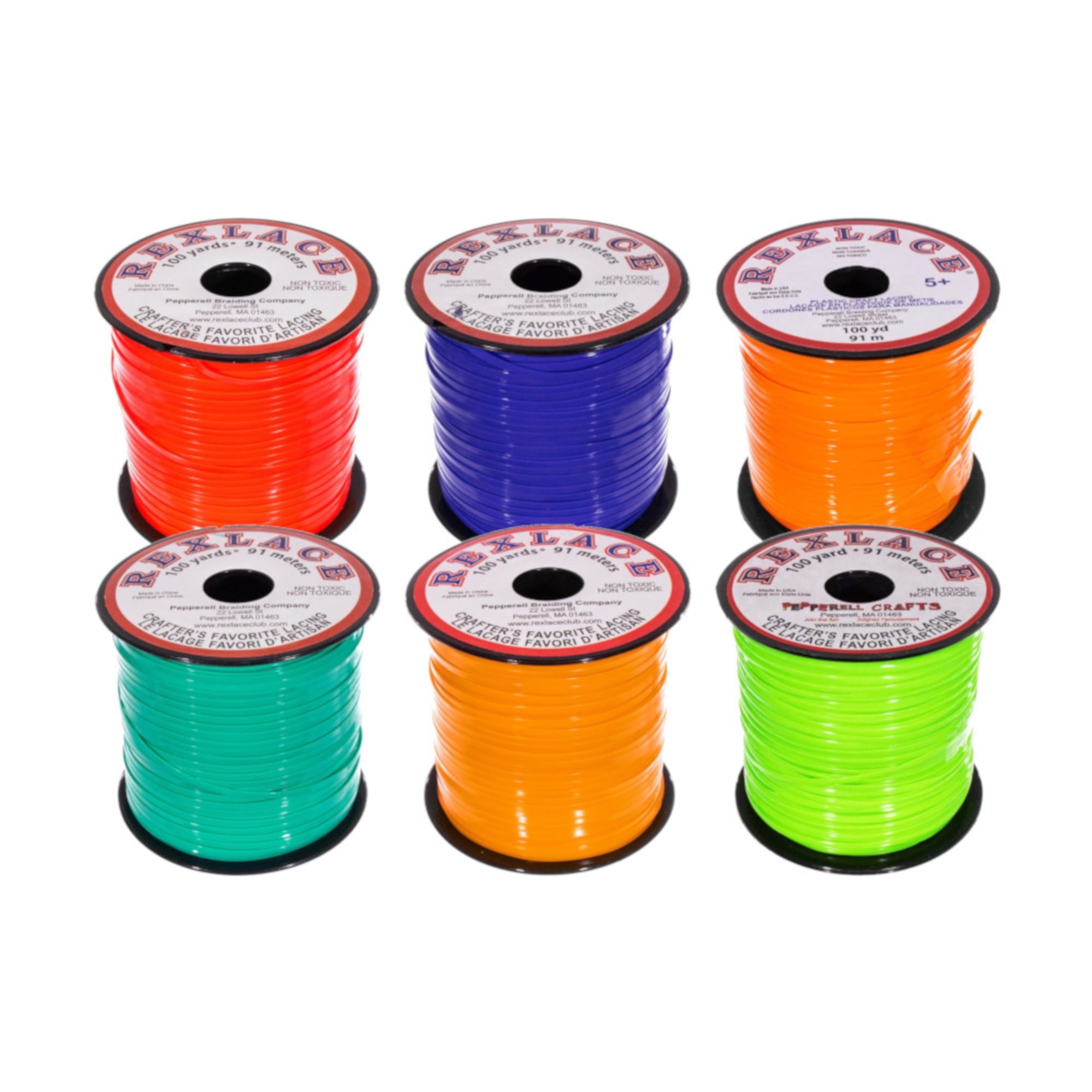 Craft County Rexlace Plastic Lacing Multicolor Bundle Packs - 100 Yards ...
