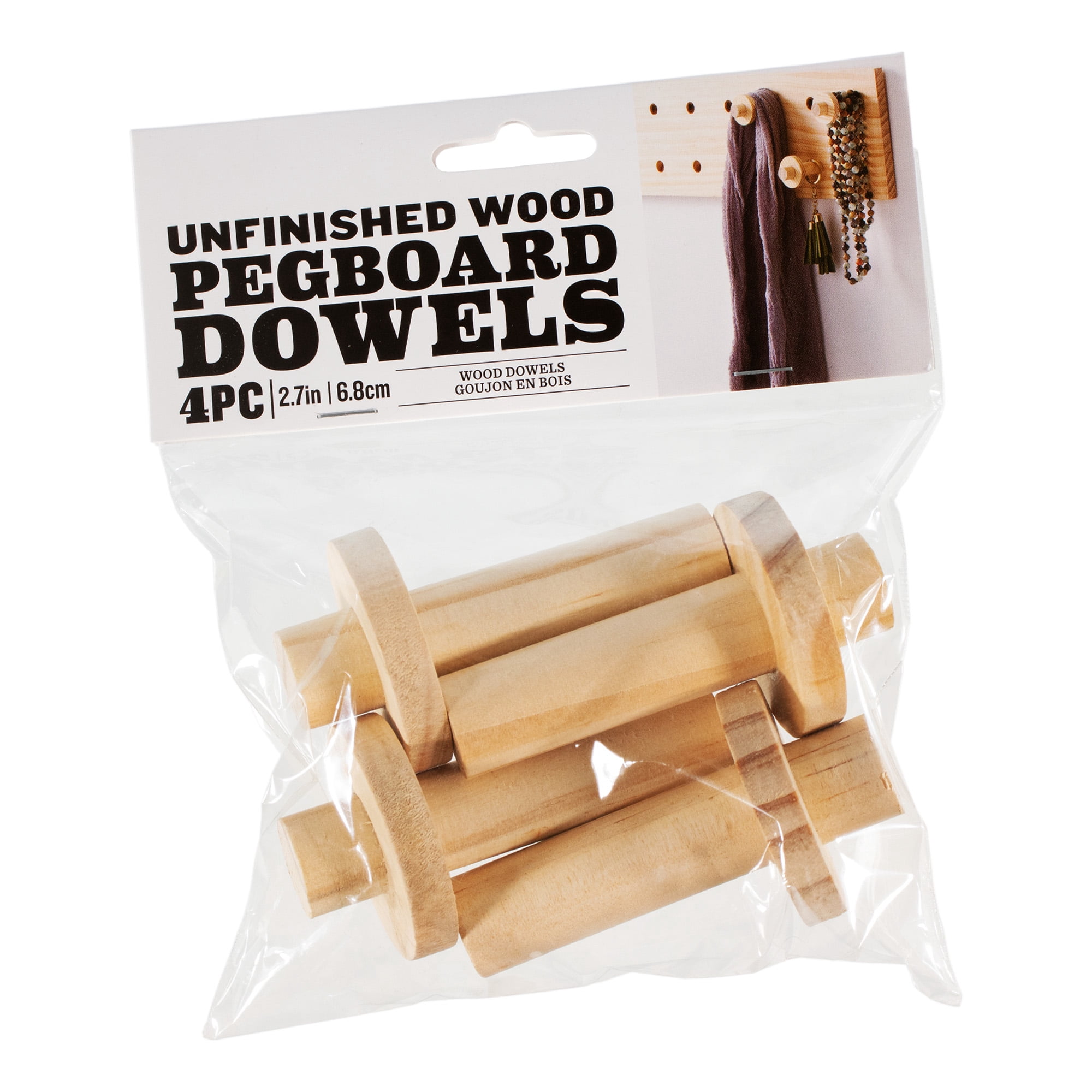 Craft County Wooden Dowels – Pegboard Accessories – Unfinished/Natural ...