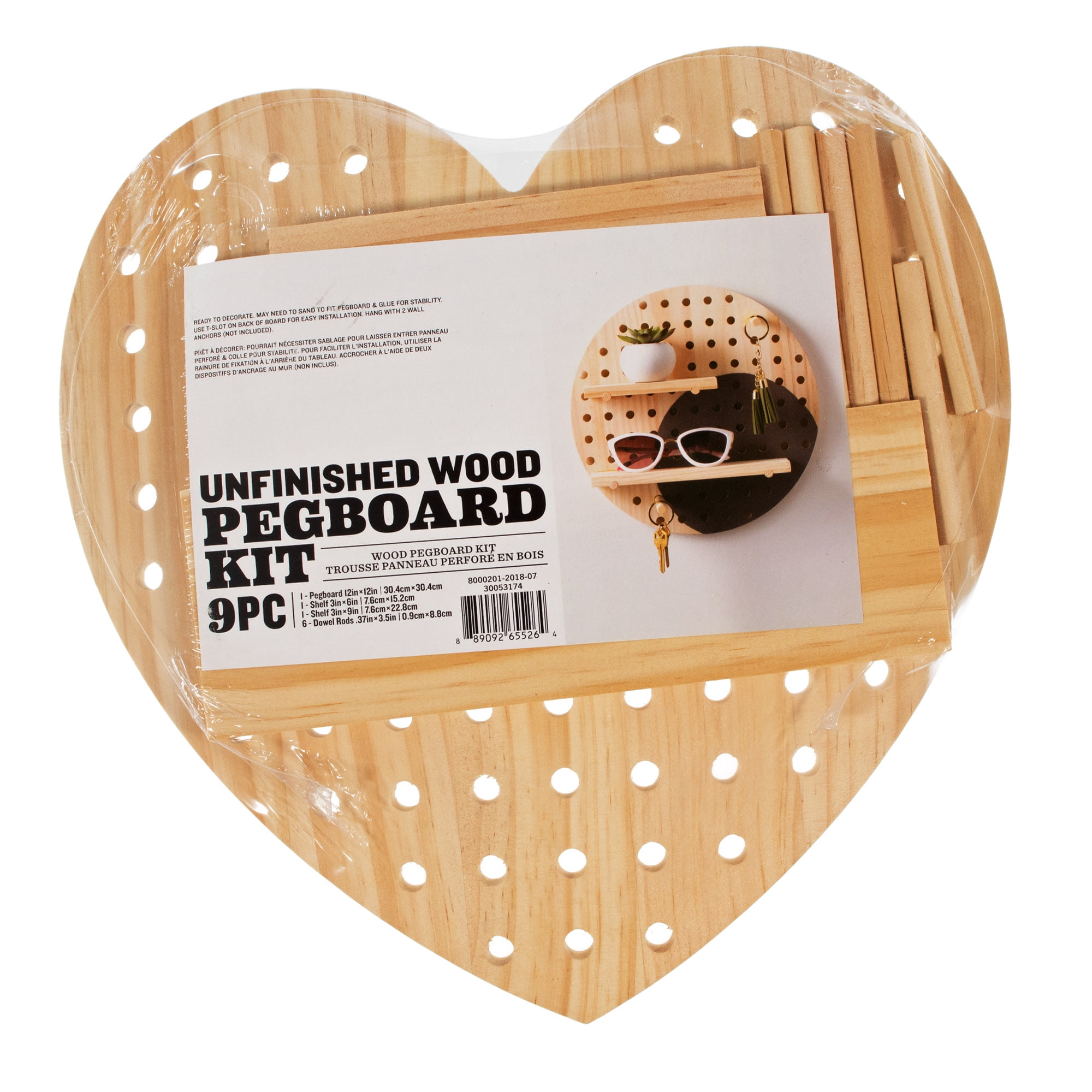 Craft County Wooden Pegboard Kits – Heart, Circle, and Rectangle ...