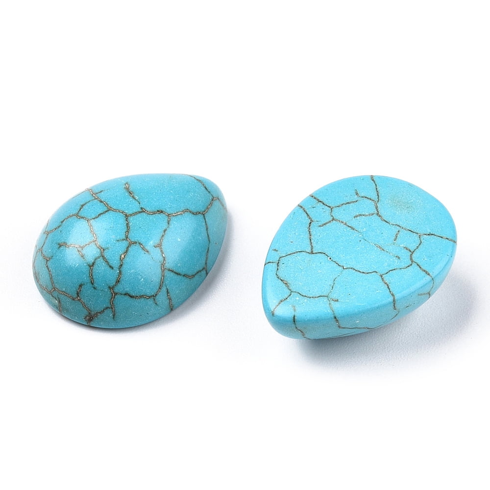 Craft Findings Dyed Turquoise Gemstone Flat Back Teardrop Cabochons ...