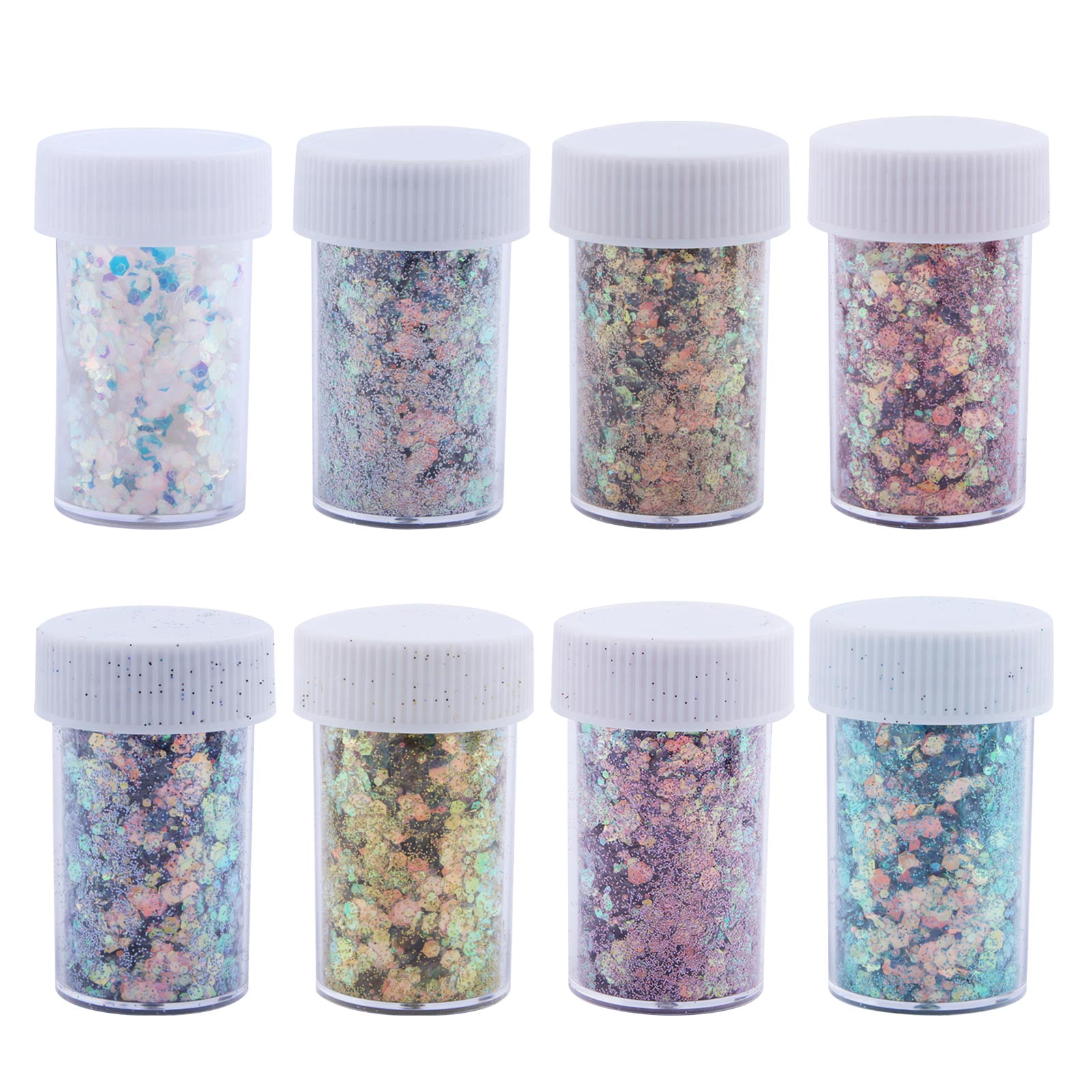 Craft Glitter Set 8 Colors Holographic Glitter Resin Slime Cup Rainbow ...