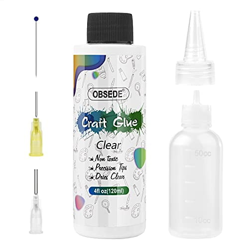 Craft Glue Dries Clear Art Adhesive 4fl oz/120ml with Fine Metal Tip Bottle Applicator Kit for ...