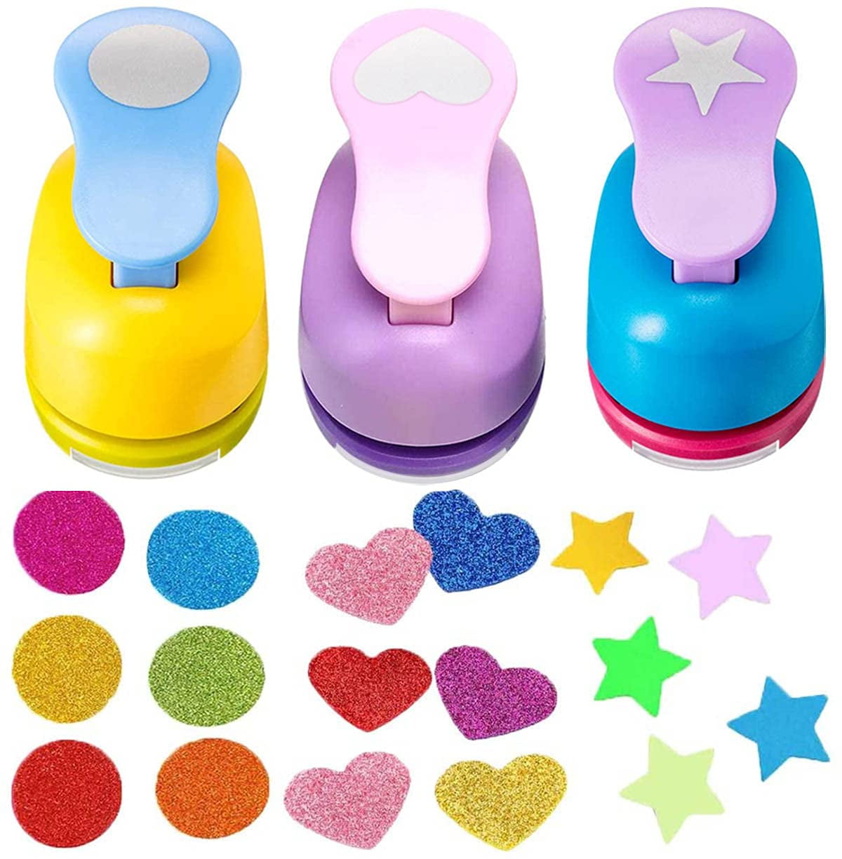 Craft Holes Punch Set, 3Pcs 1 Inch Paper Punchers with Heart, Star ...