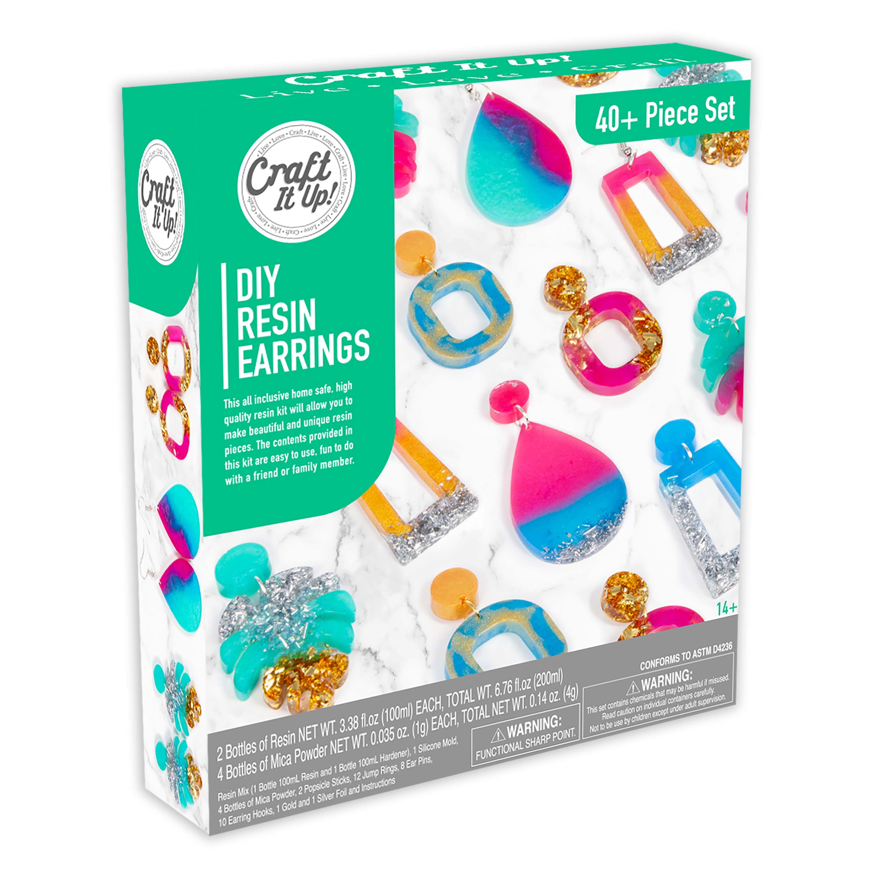 Craft It Up DIY Resin Earrings Kit for Adults, All-Inclusive, No ...