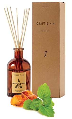 Craft & Kin Essential Oil Reed Diffuser Set - Patchouli & Amber Scent ...