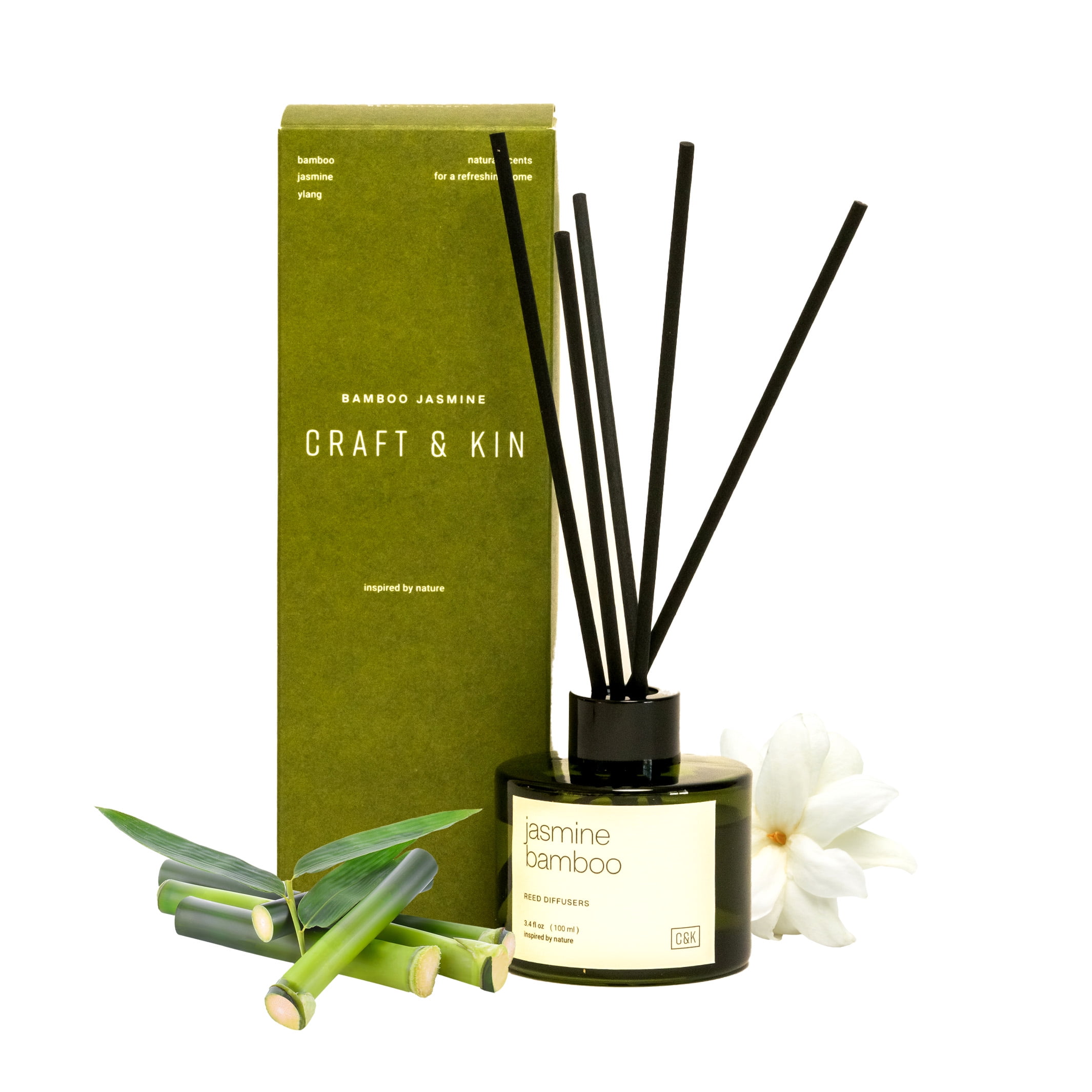 Craft & Kin Reed Diffuser Set For Home With Bamboo Jasmine Scent ...