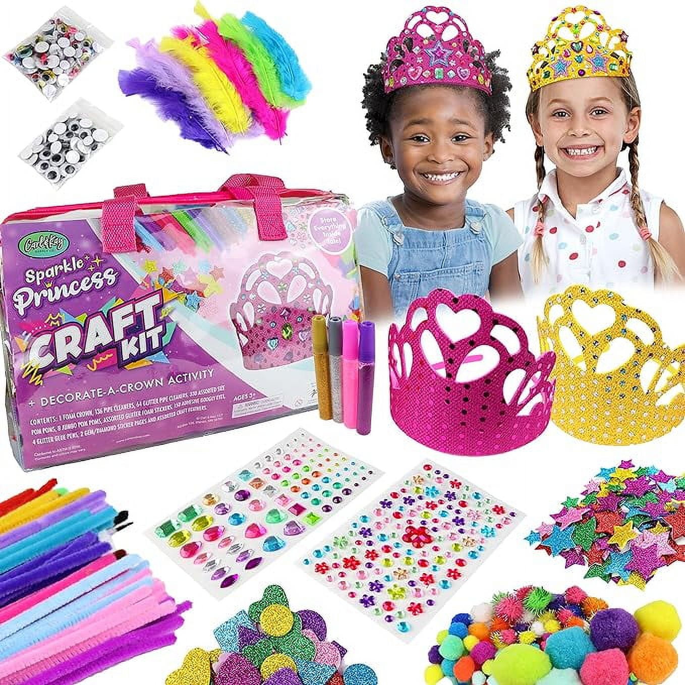 Craft Kit for Girls + 2 Princess Crowns to Decorate, Arts and Crafts ...