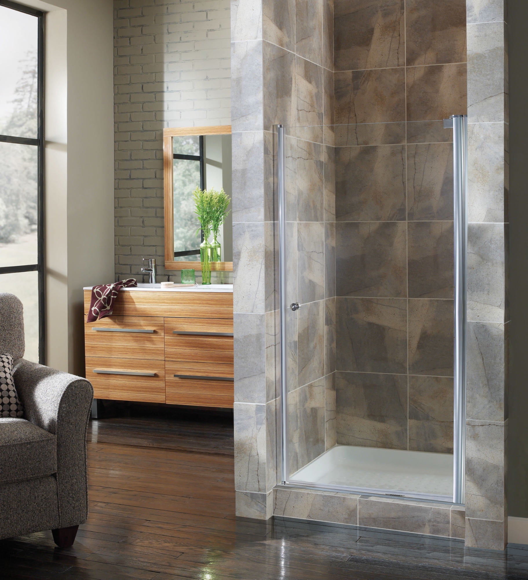 Craft + Main Cvsw3572-Cl Cove 72" High X 34-1/2" Wide Hinged Frameless ...