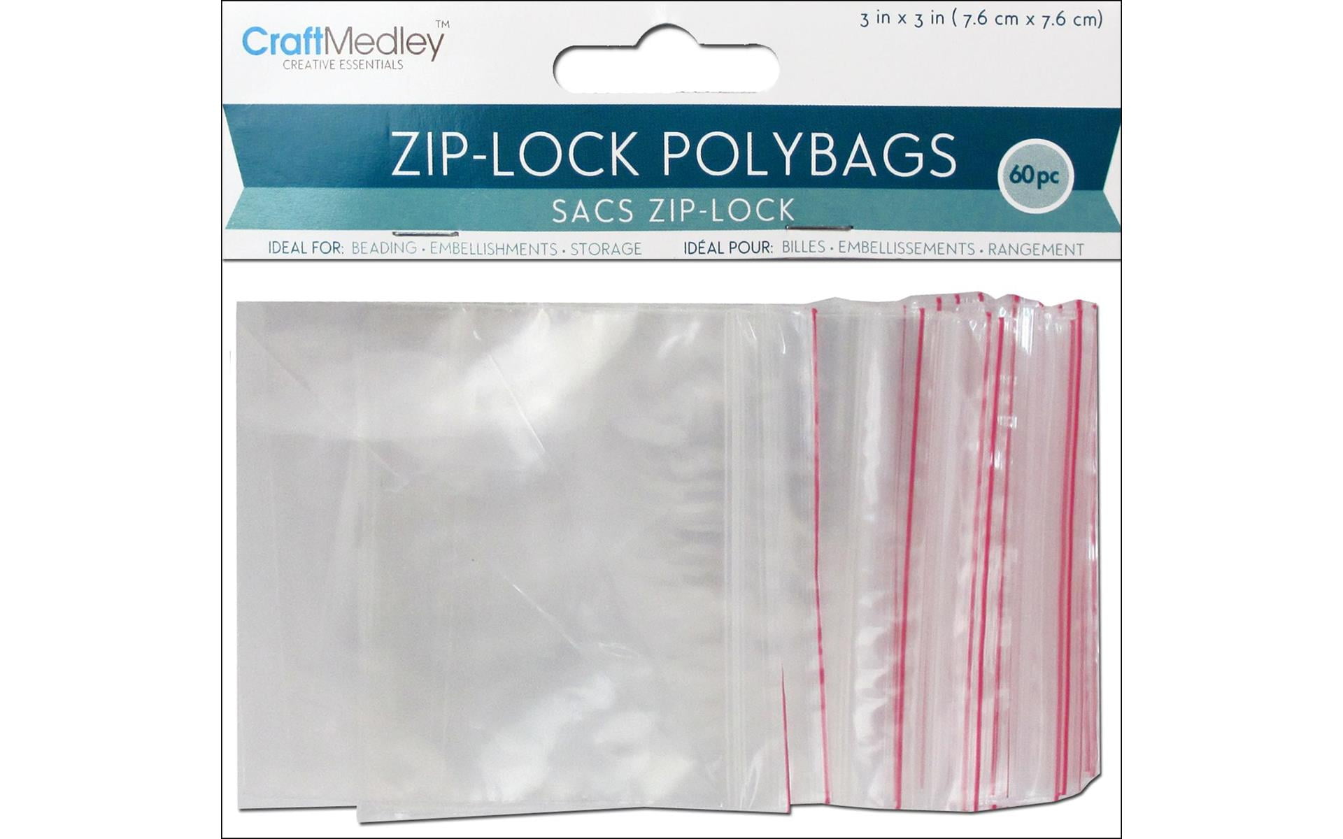 Craft Medley Ziplock Polybags 60/Pkg-3"X3" Clear - Walmart.com